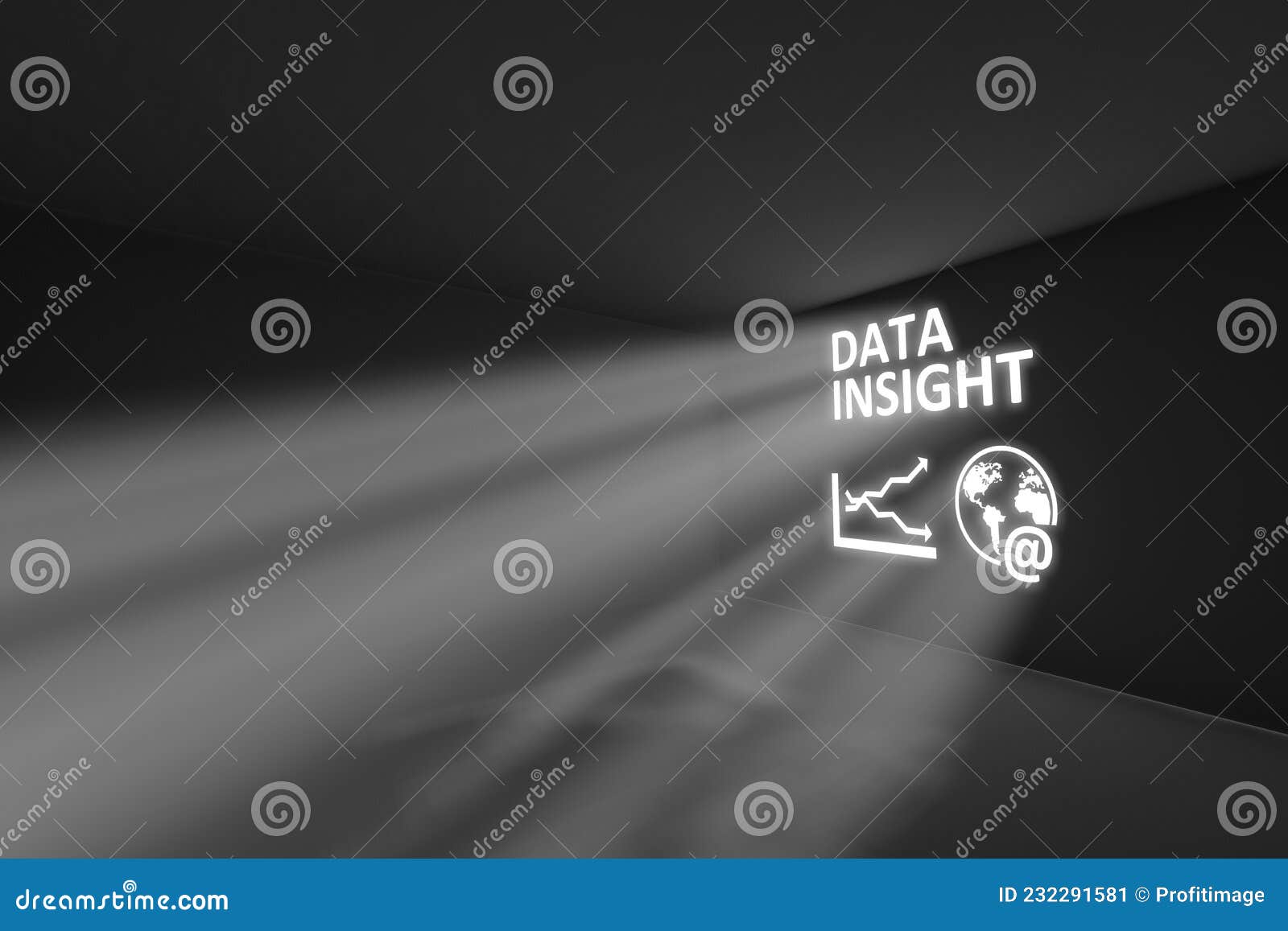 DATA INSIGHT Rays Volume Light Concept 3d Stock Illustration ...