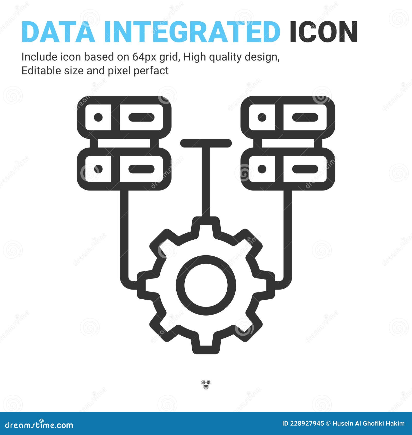 Data Integrated Icon Vector with Outline Style Isolated on White ...