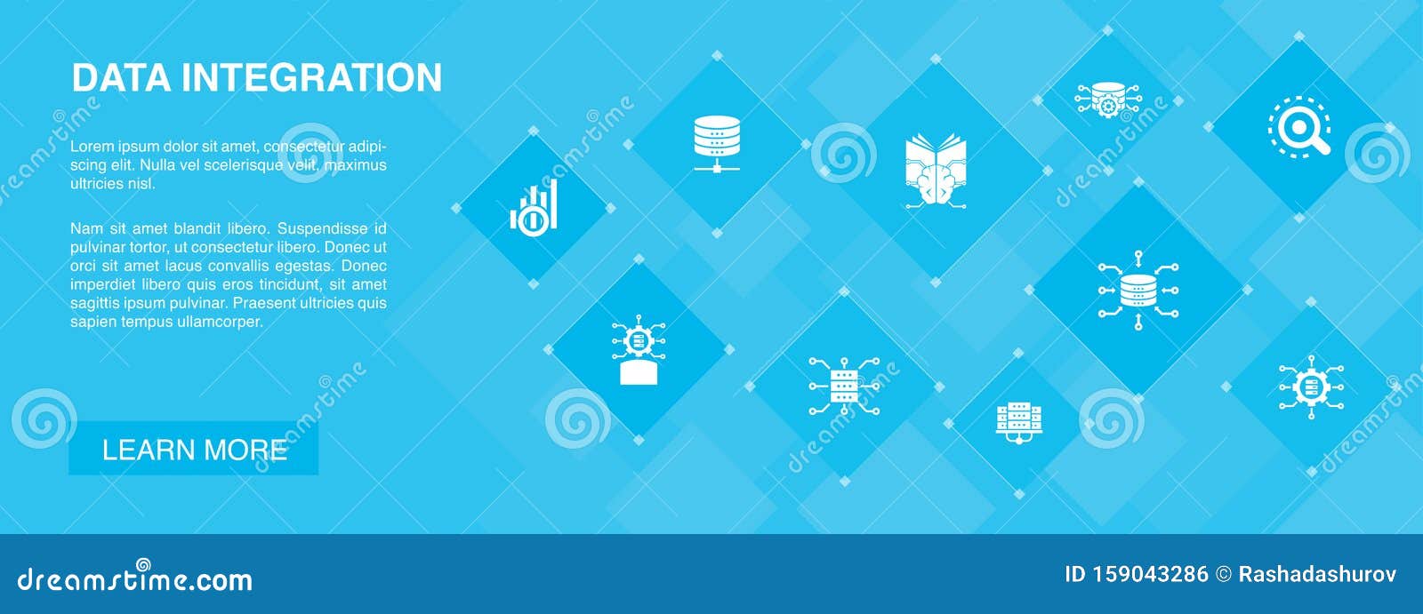 Data Integration Banner 10 Icons Concept Stock Vector - Illustration of ...