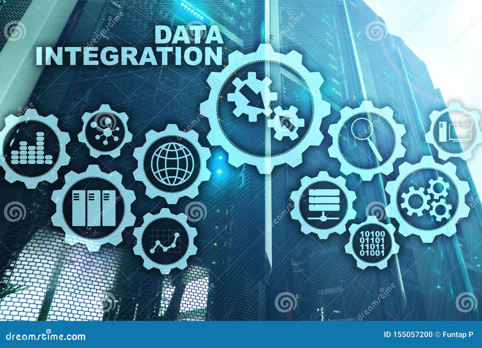 Data Integration Business Information Technology Concept on Server Room ...