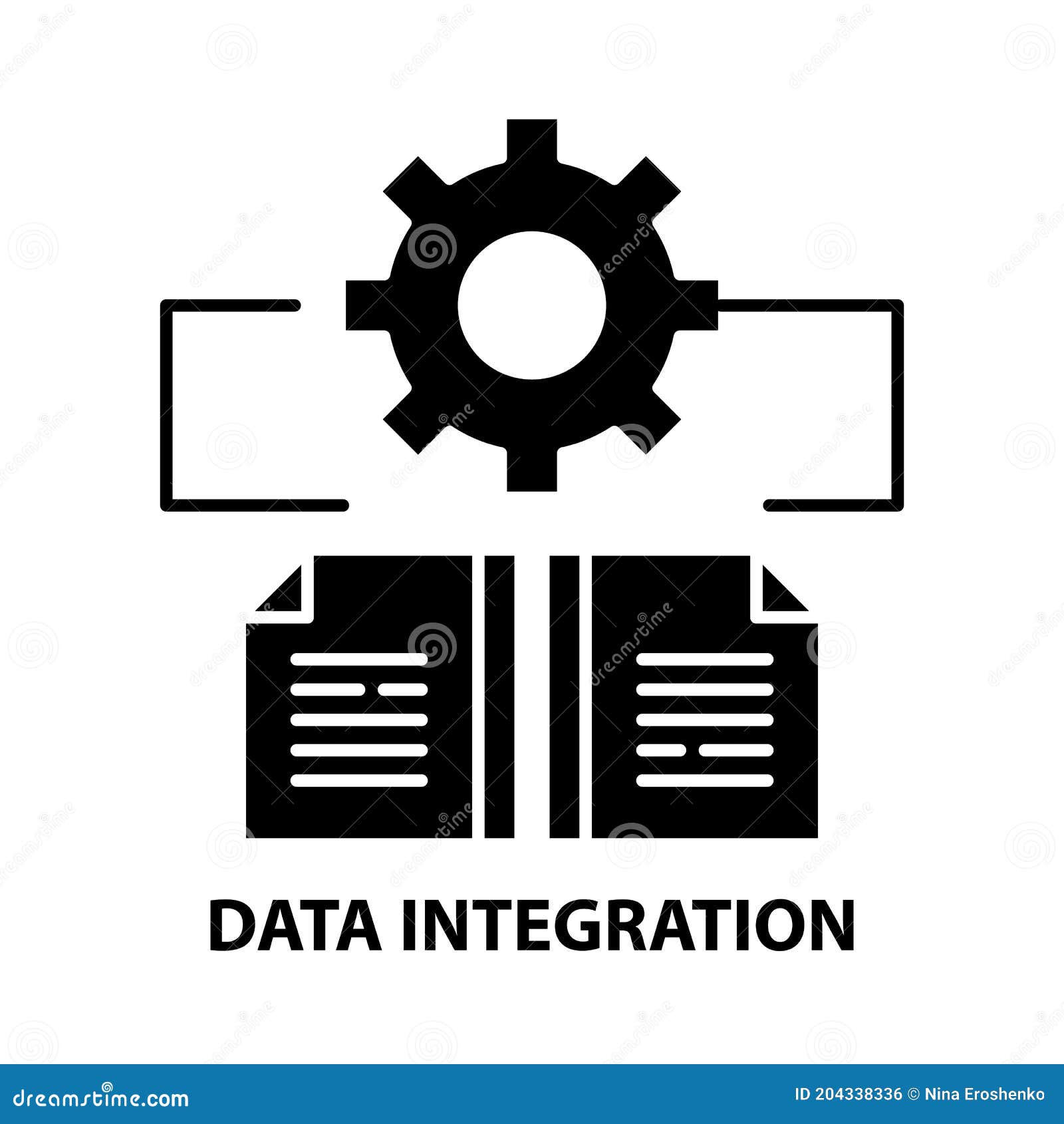 Data Integration Icon, Black Vector Sign with Editable Strokes, Concept ...
