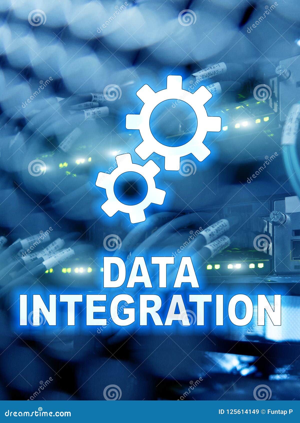 Data Integration Information Technology Concept on Server Room ...
