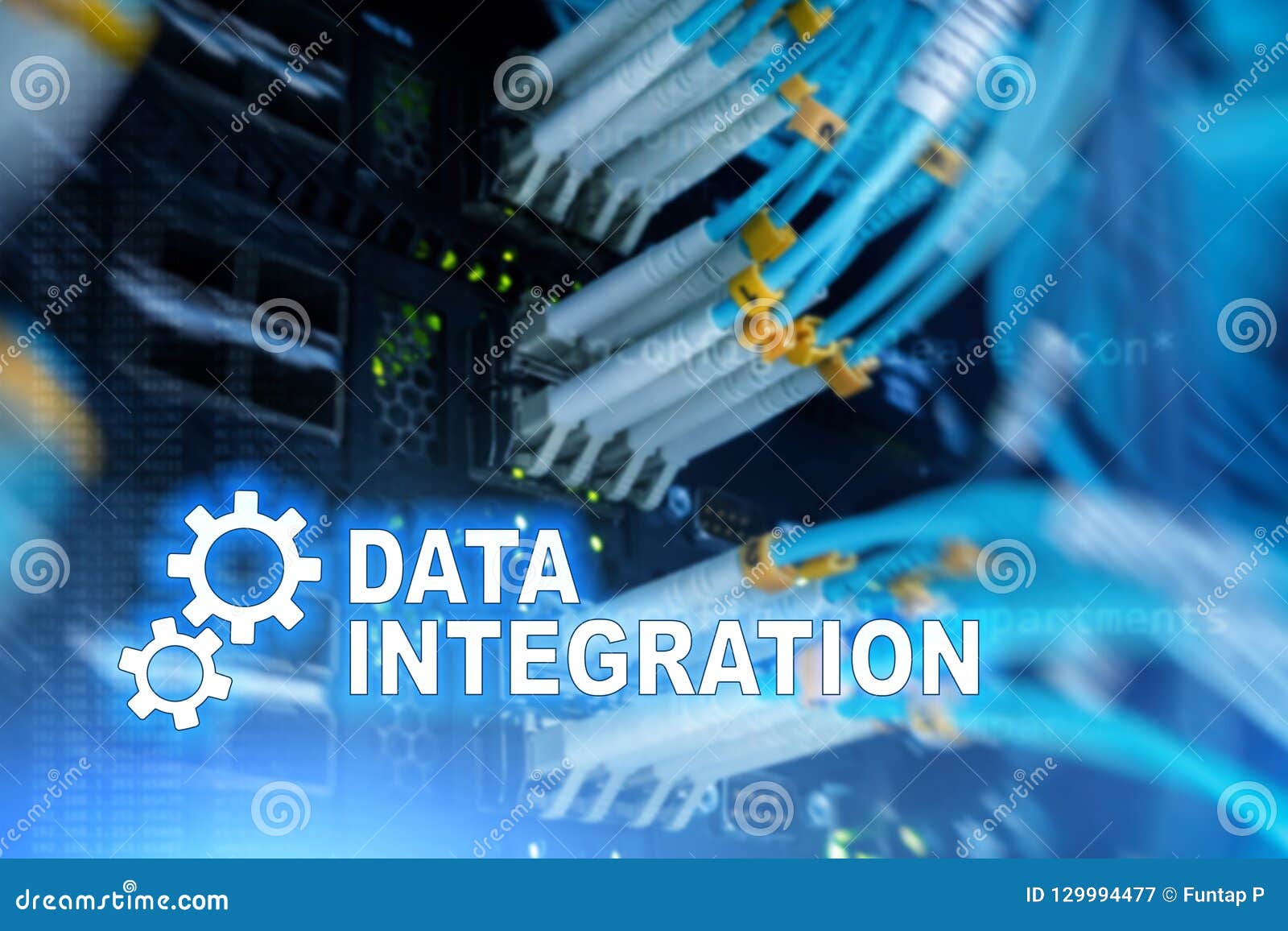 Data Integration Information Technology Concept on Server Room ...