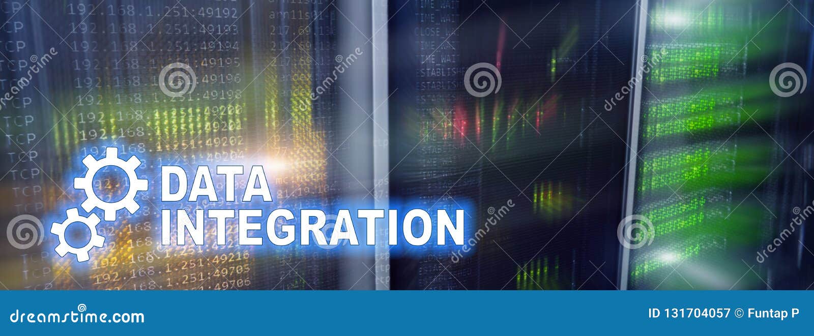 Data Integration Information Technology Concept on Server Room ...