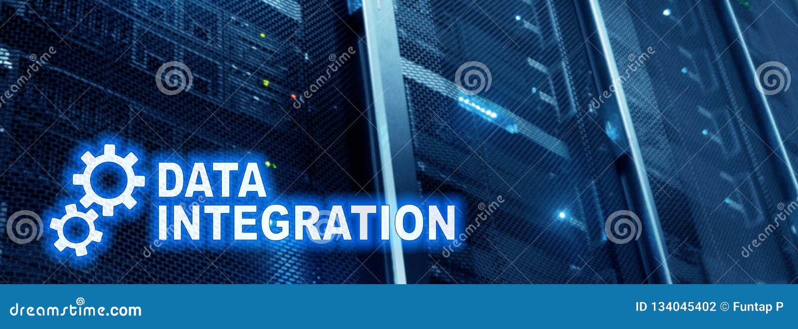 Data Integration Information Technology Concept on Server Room ...