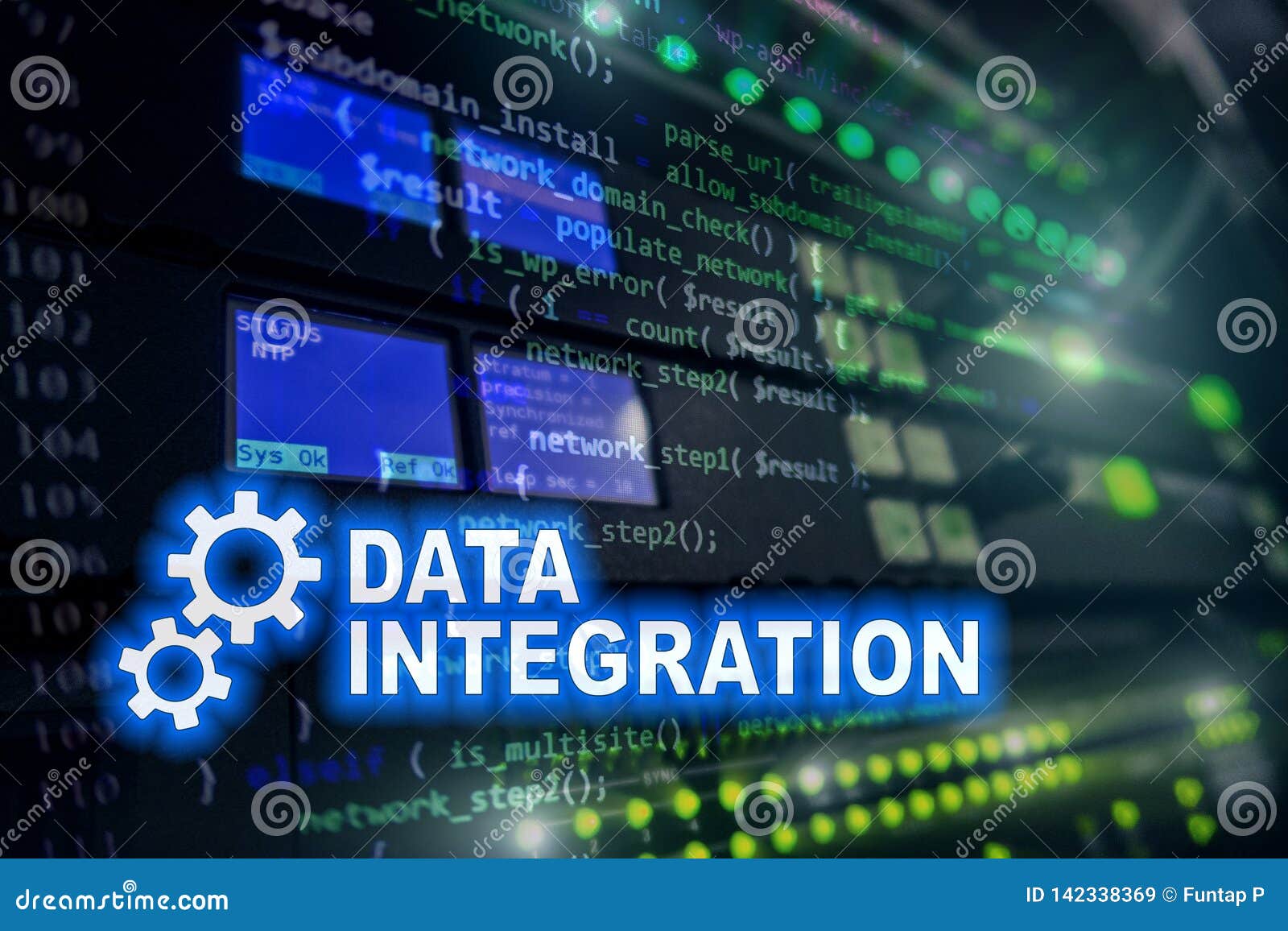 Data Integration Information Technology Concept on Server Room ...