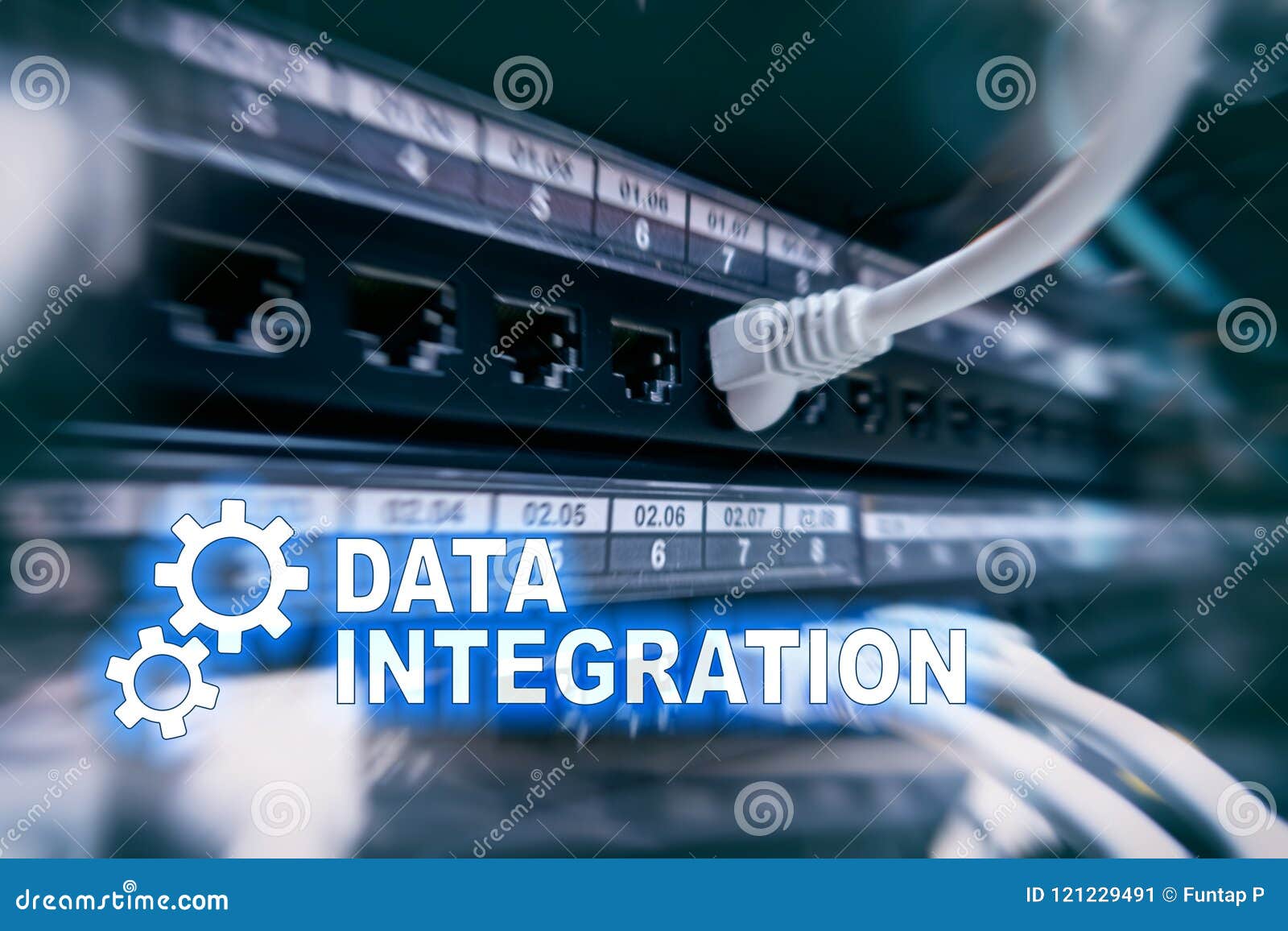Data Integration Information Technology Concept on Server Room ...