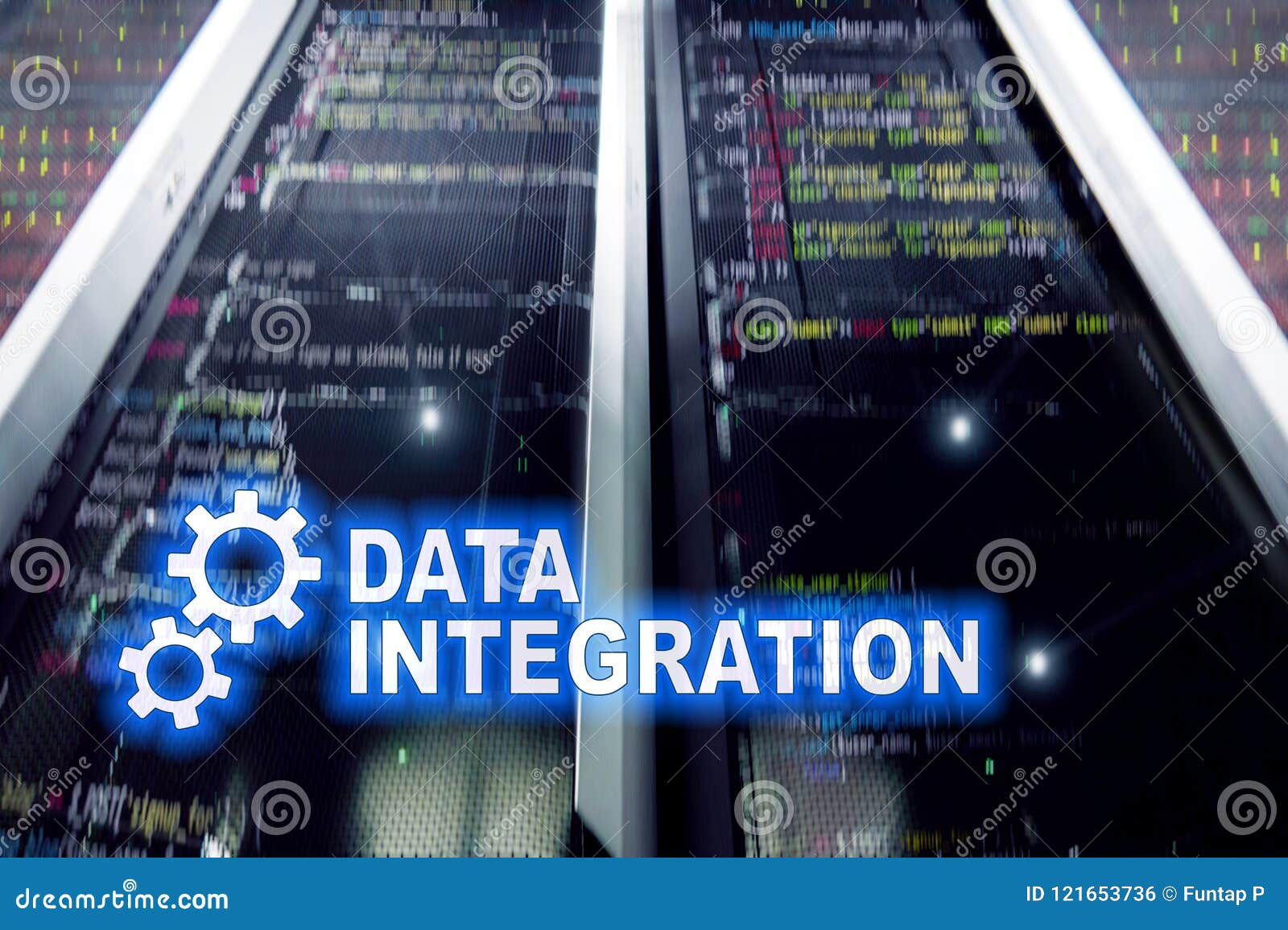Data Integration Information Technology Concept on Server Room ...