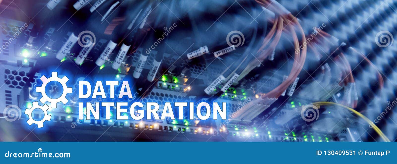 Data Integration Information Technology Concept on Server Room ...
