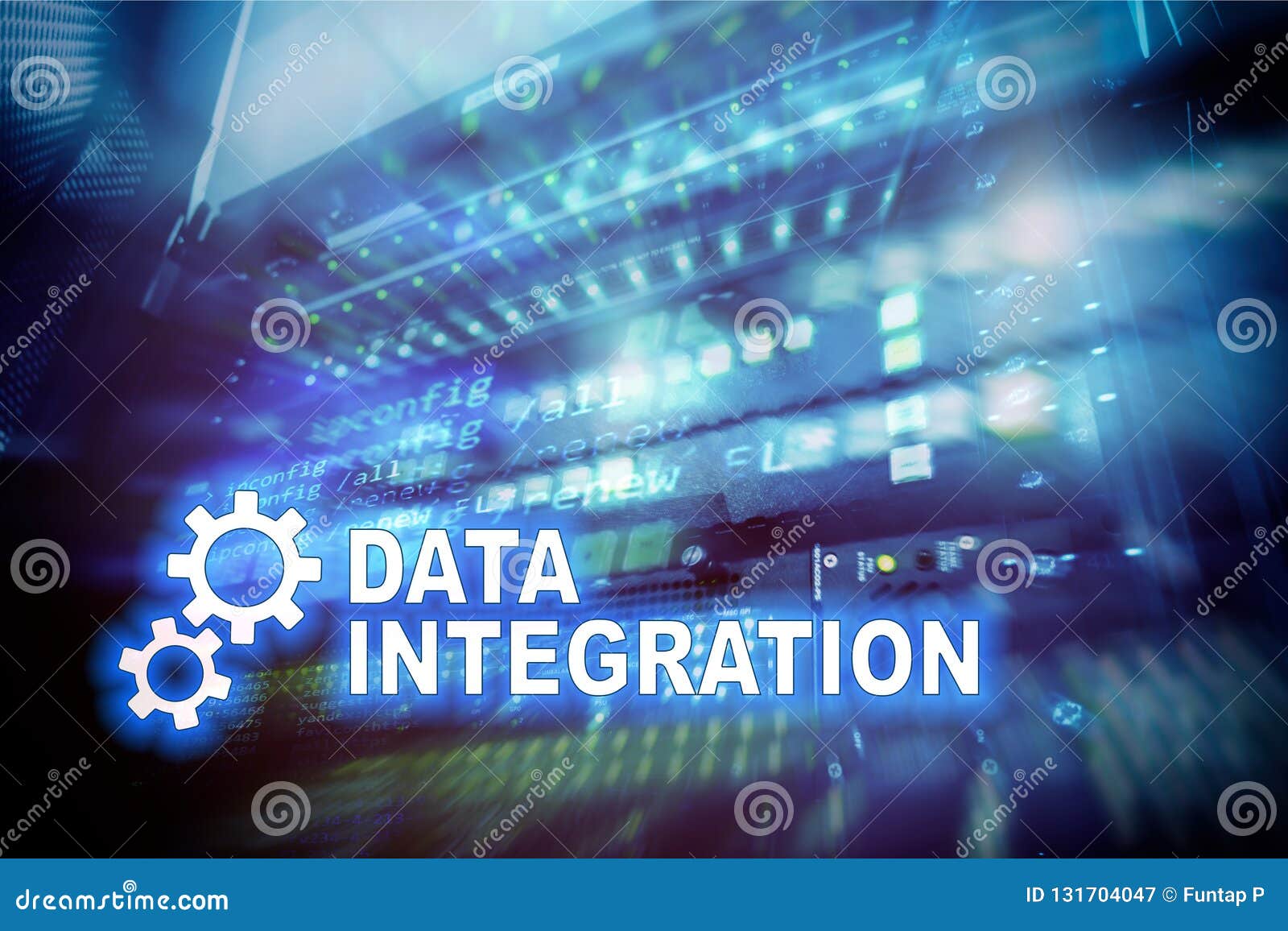 Data Integration Information Technology Concept on Server Room ...