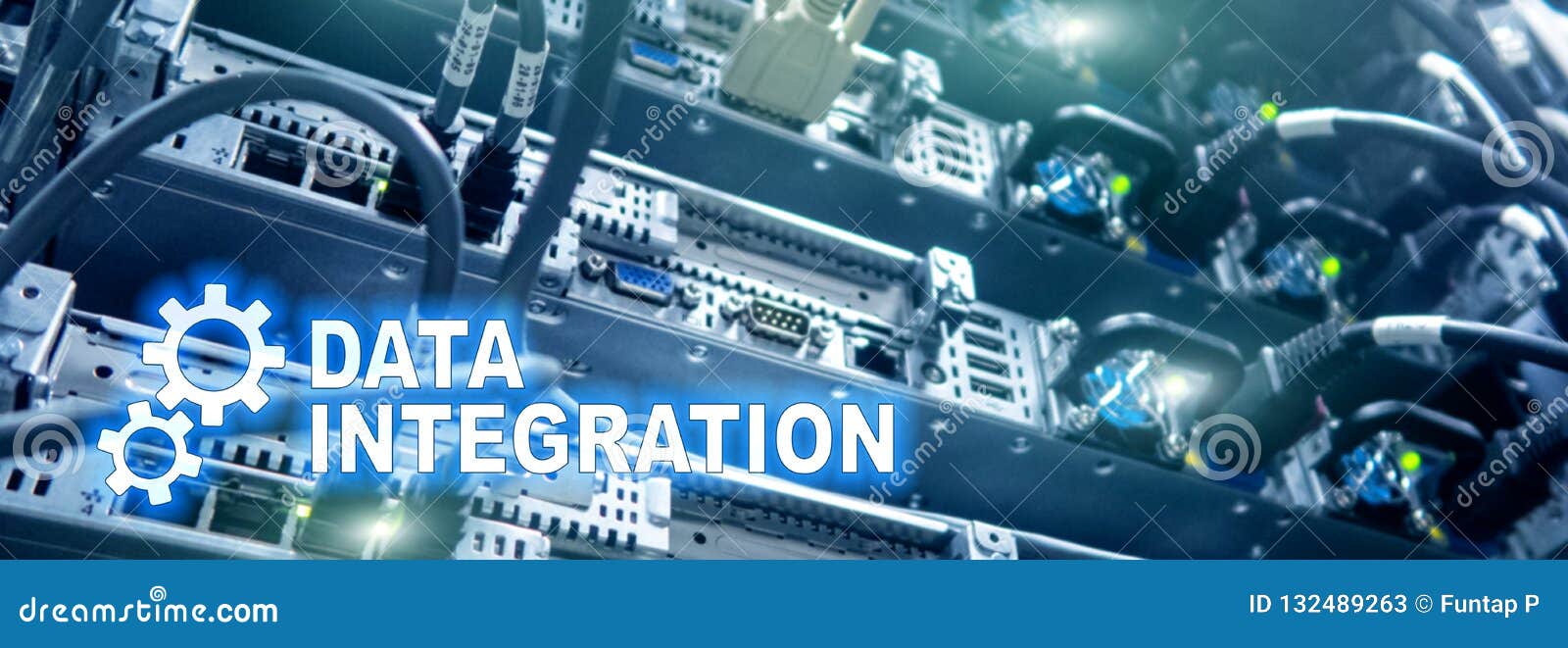 Data Integration Information Technology Concept on Server Room ...