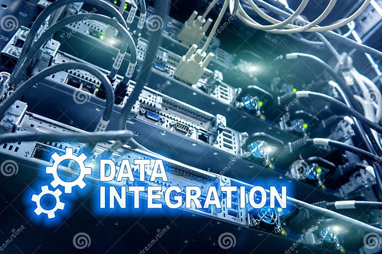 Data Integration Information Technology Concept on Server Room ...
