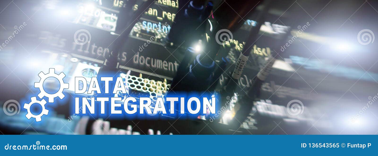 Data Integration Information Technology Concept on Server Room ...