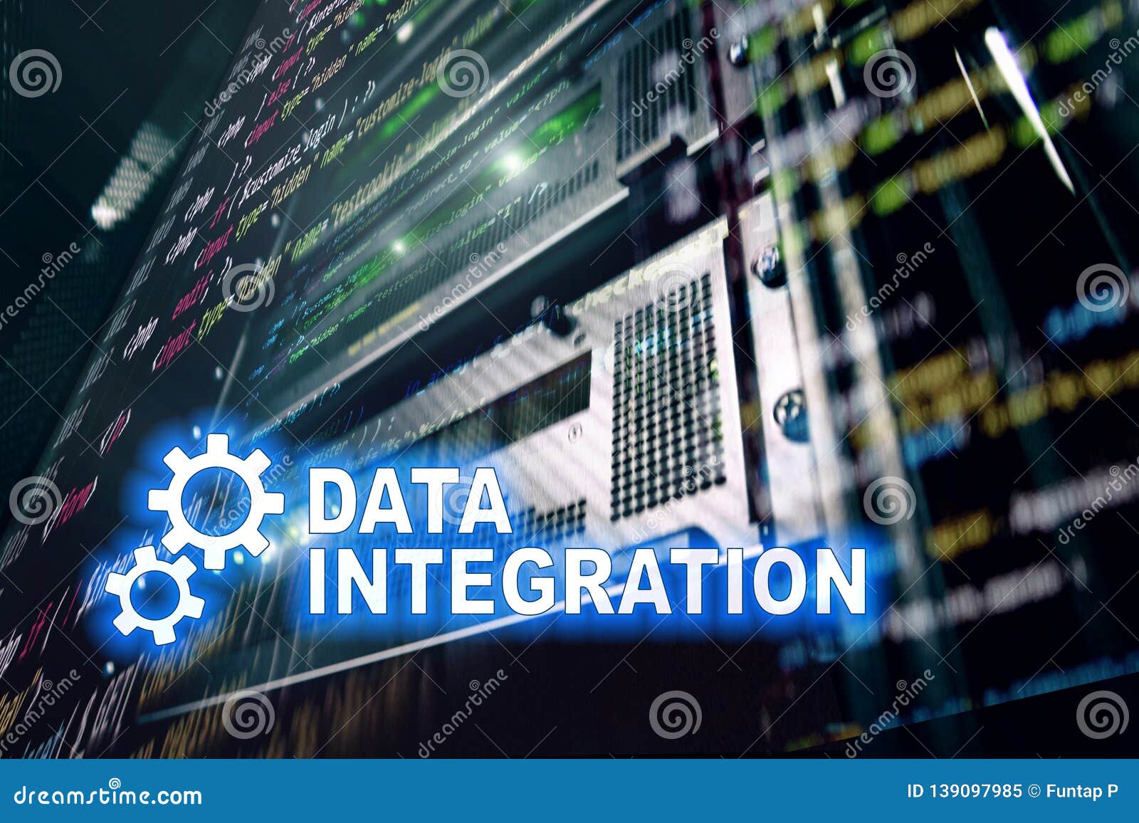 Data Integration Information Technology Concept on Server Room ...