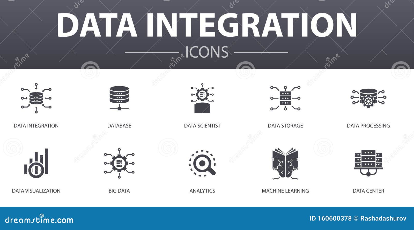 Data Integration Simple Concept Icons Stock Vector - Illustration of ...