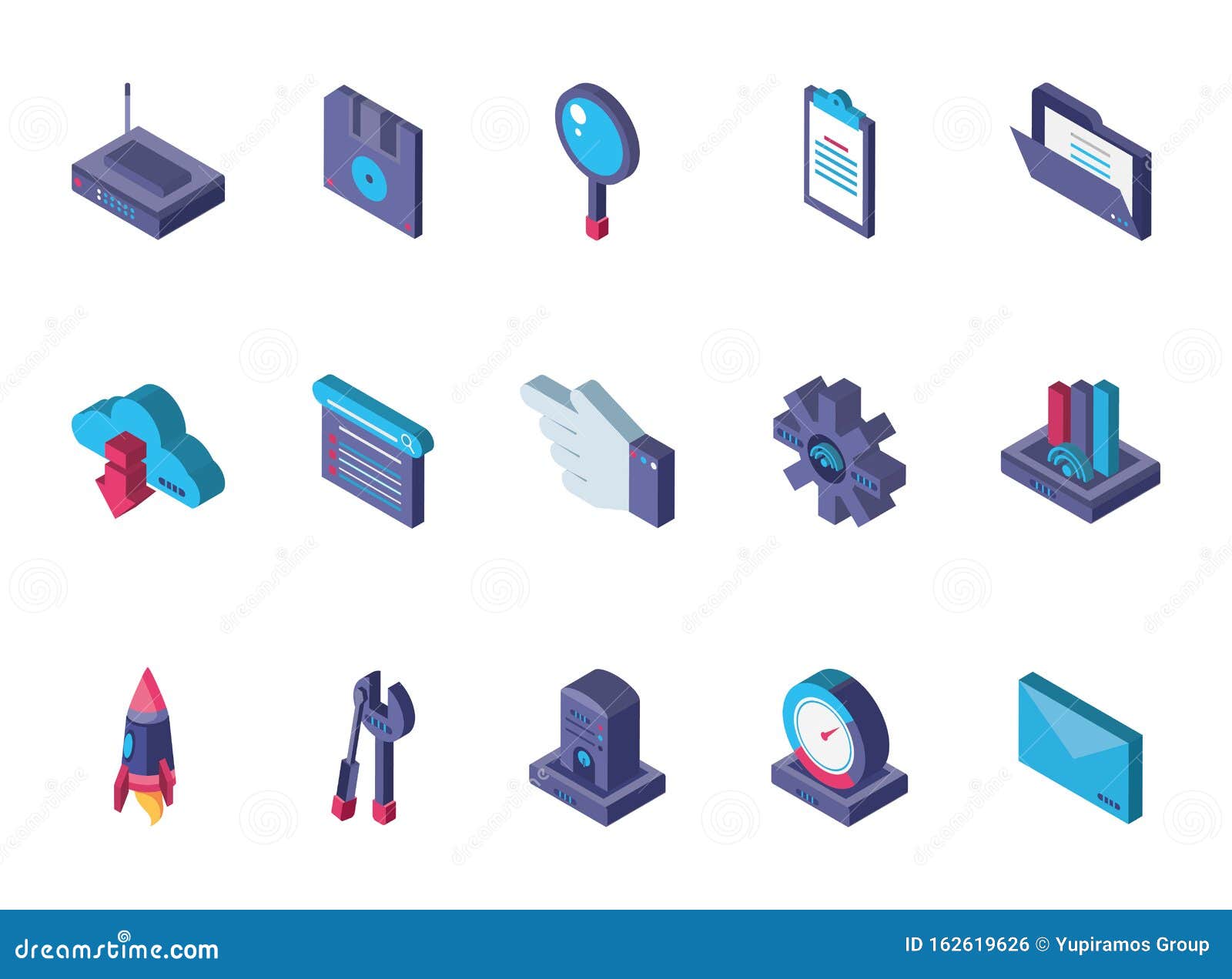 Data Internet Technology Isometric Icons Set Stock Vector ...