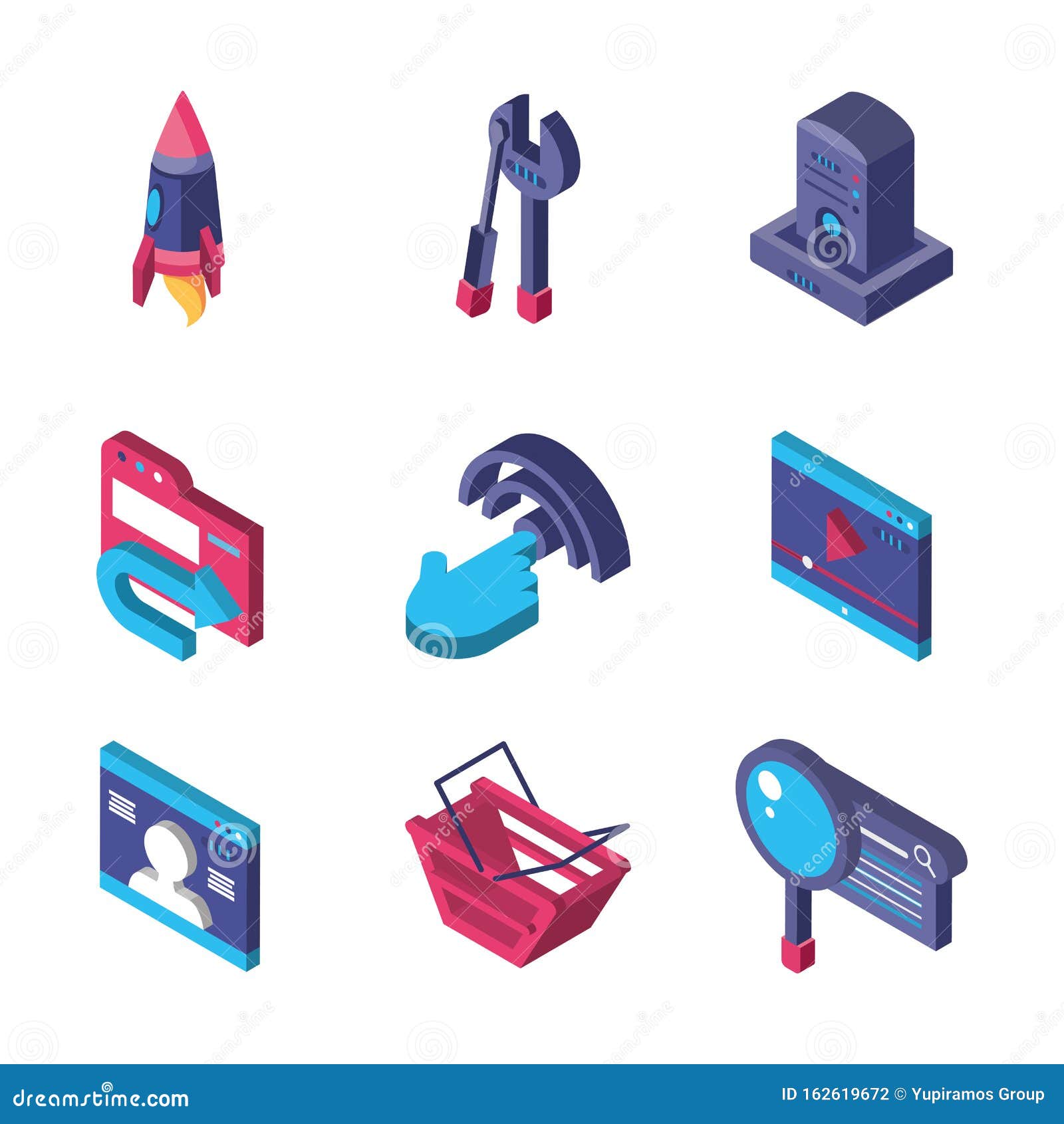 Data Internet Technology Isometric Icons Set Stock Vector ...