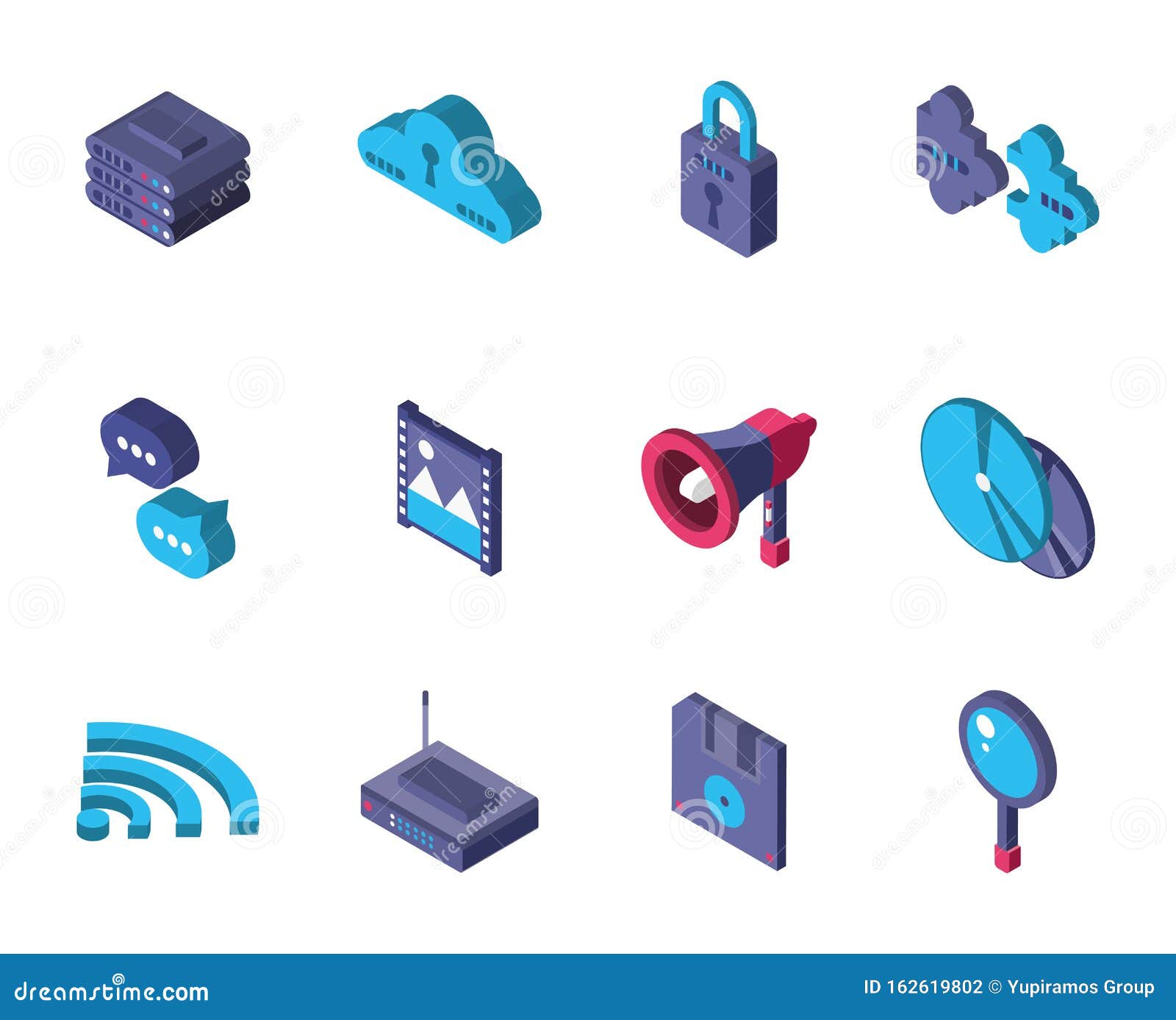 Data Internet Technology Isometric Icons Set Stock Vector ...