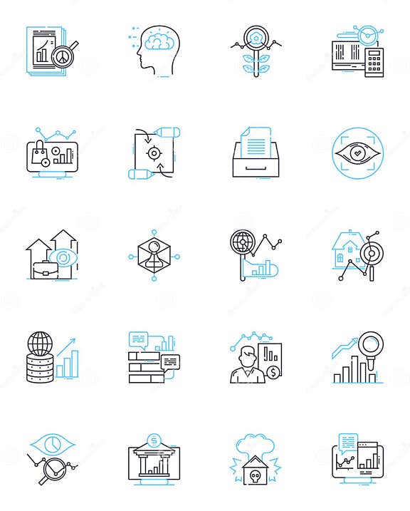 Data Interpretation Linear Icons Set. Analysis, Inference, Conclusion ...