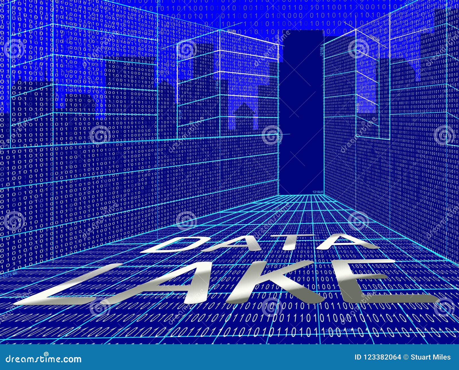 Data Lake Digital Datacenter Cloud 3d Illustration Stock Illustration ...