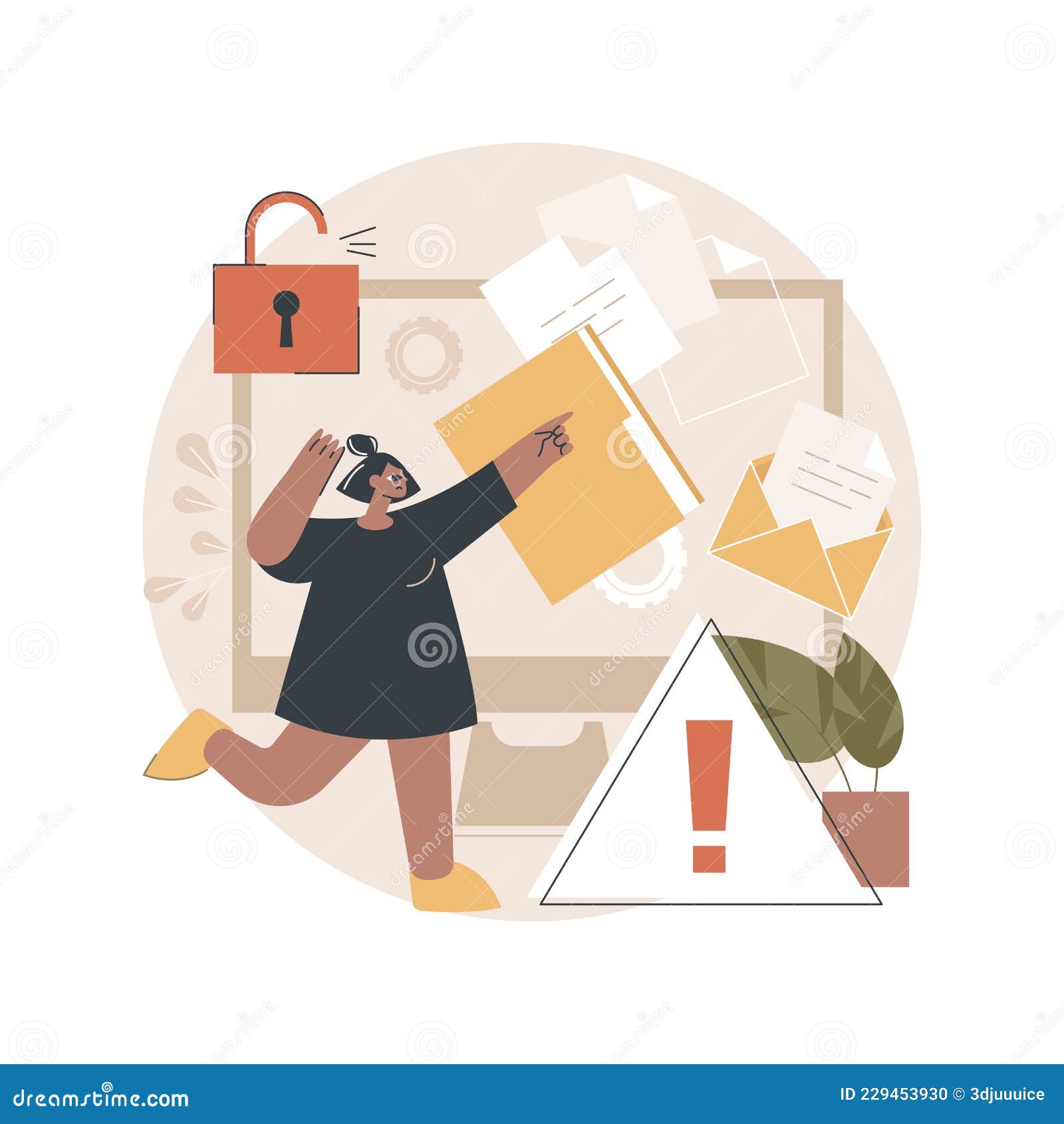 Info Encryption, Coding. Tiny Male Female Characters Stand At Huge Open ...