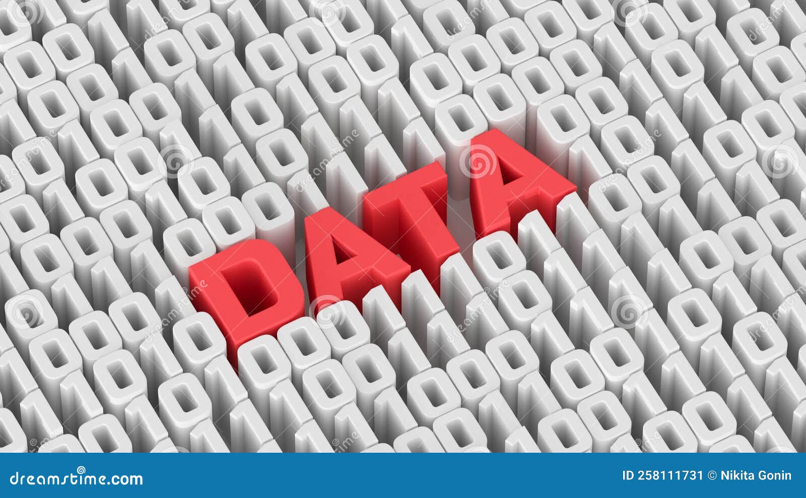 Data Lettering and Binary Code 3D Render Illustration Stock ...