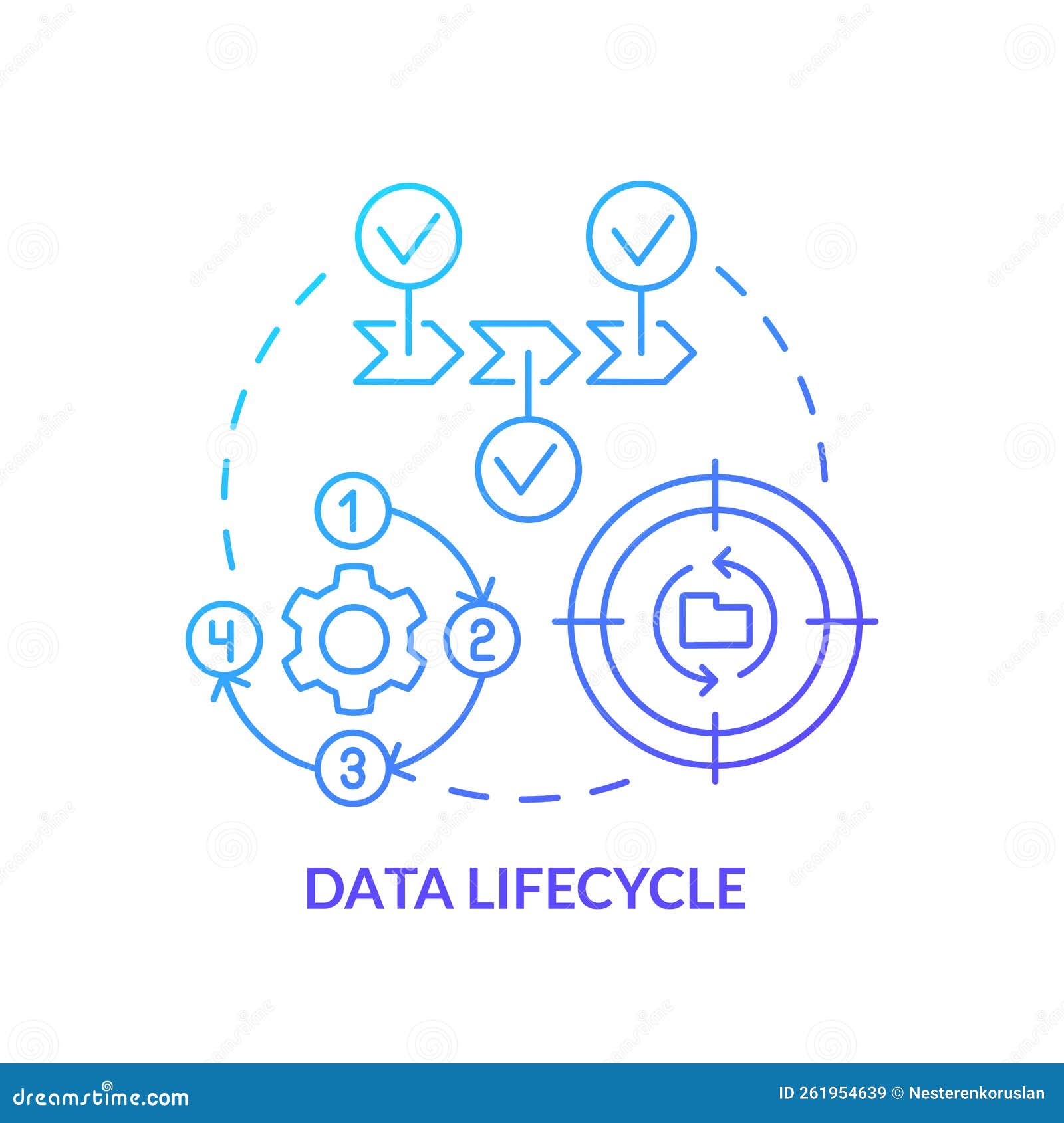 Data Lifecycle Blue Gradient Concept Icon Stock Vector - Illustration ...