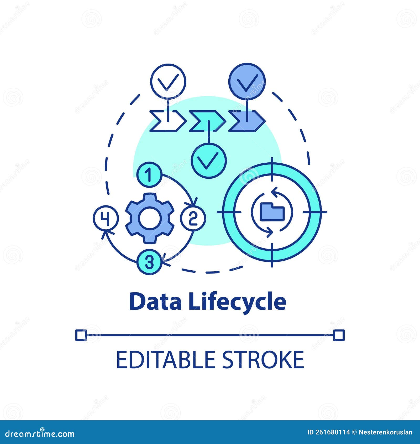 Data Lifecycle Blue Gradient Concept Icon Cartoon Vector | CartoonDealer.com #261954639