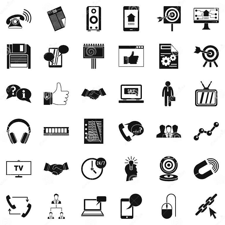 Data Link Icons Set, Simple Style Stock Vector - Illustration of ...