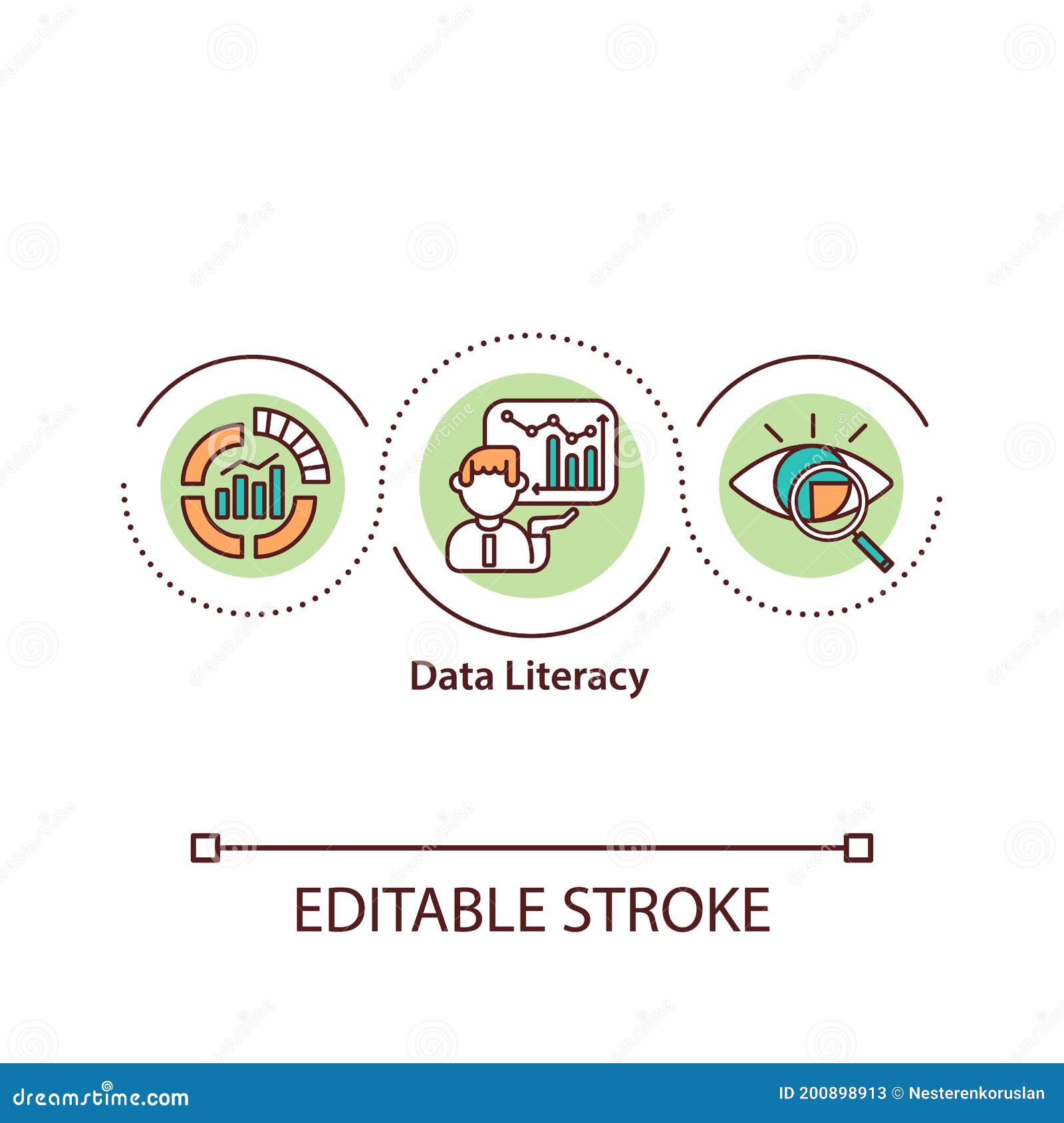 Data literacy concept icon stock vector. Illustration of complex ...