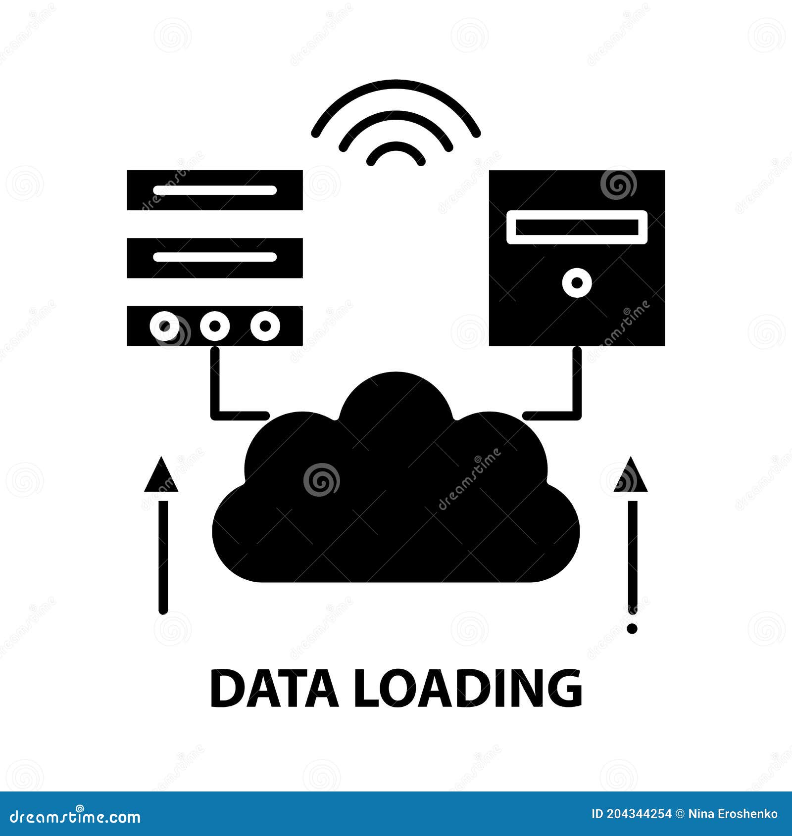 Data Loading Icon, Black Vector Sign with Editable Strokes, Concept ...
