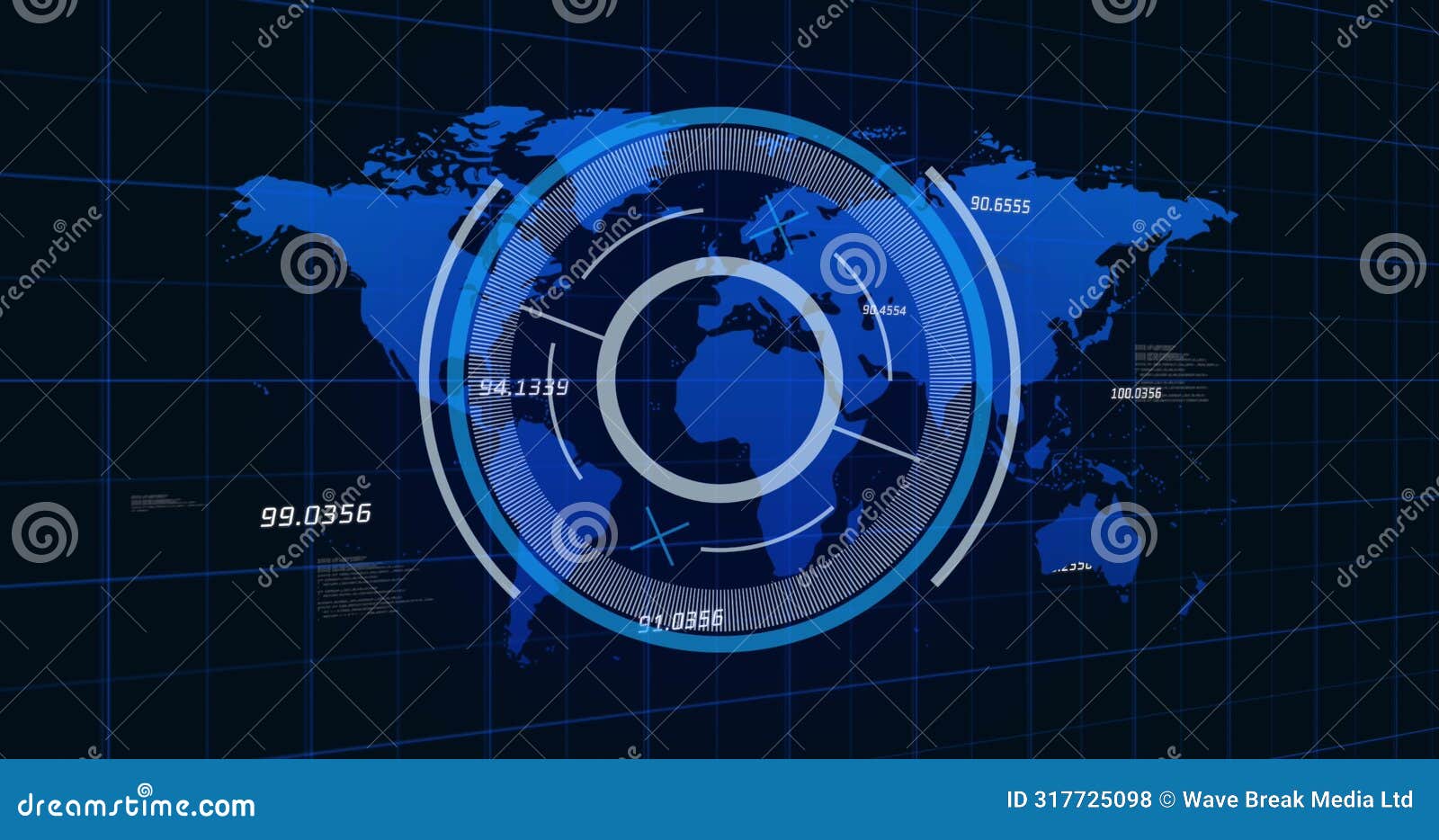Data Loading and Processing Over Blue World Map on Black Background ...