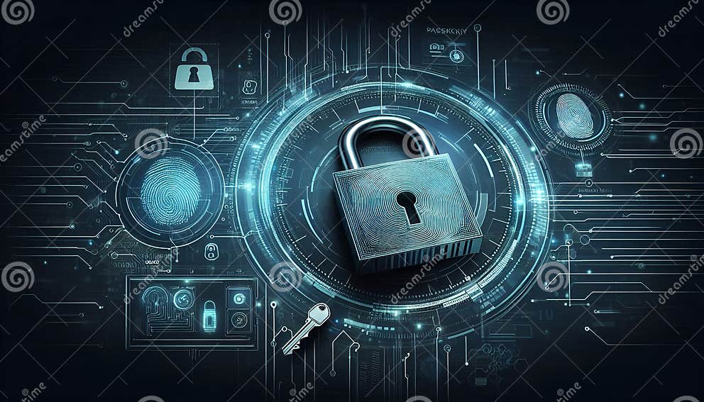 Data Lock System for Cybersecurity in a Smart City Stock Illustration ...