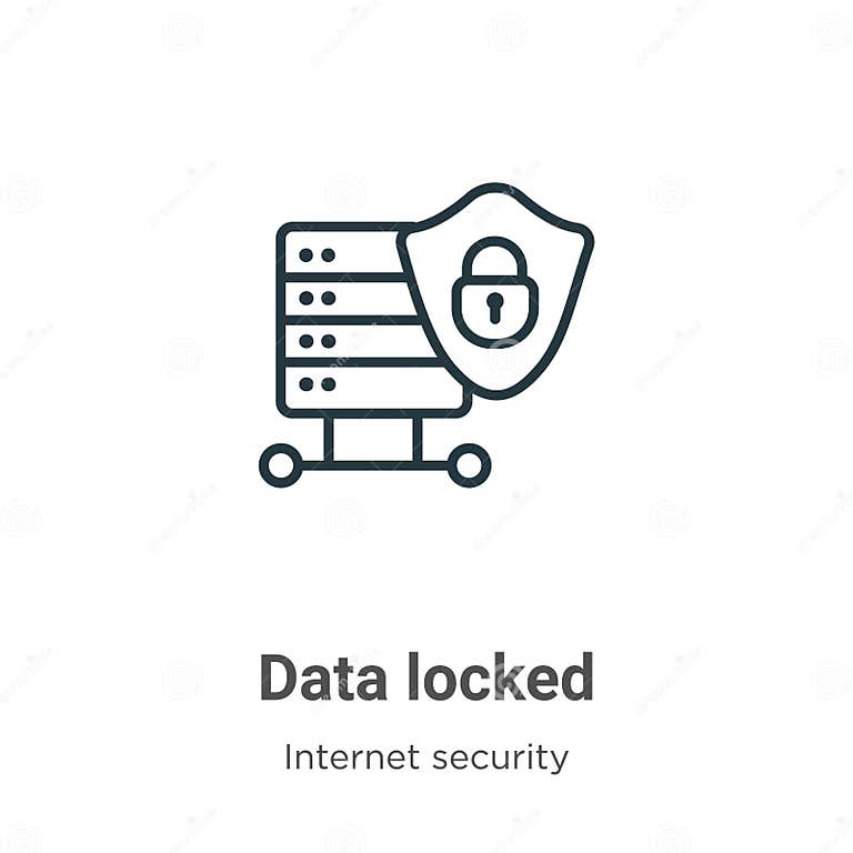 Data Locked Outline Vector Icon. Thin Line Black Data Locked Icon, Flat ...