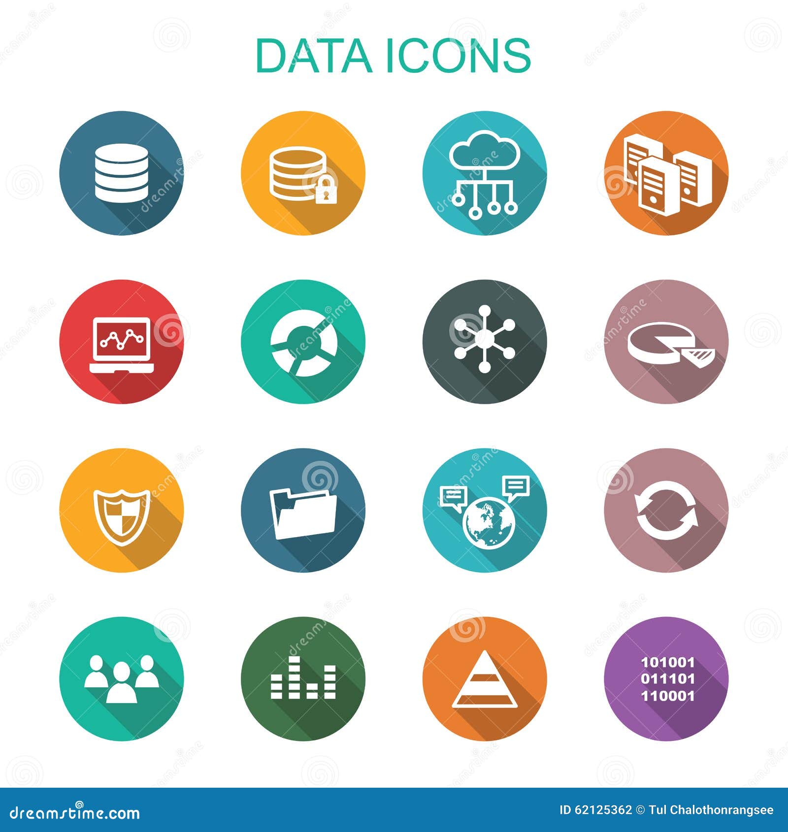Data long shadow icons stock vector. Illustration of link - 62125362