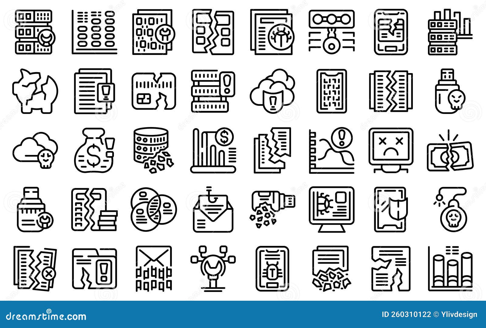 Data Loss Icons Set Outline Vector. Cloud Access Stock Vector ...
