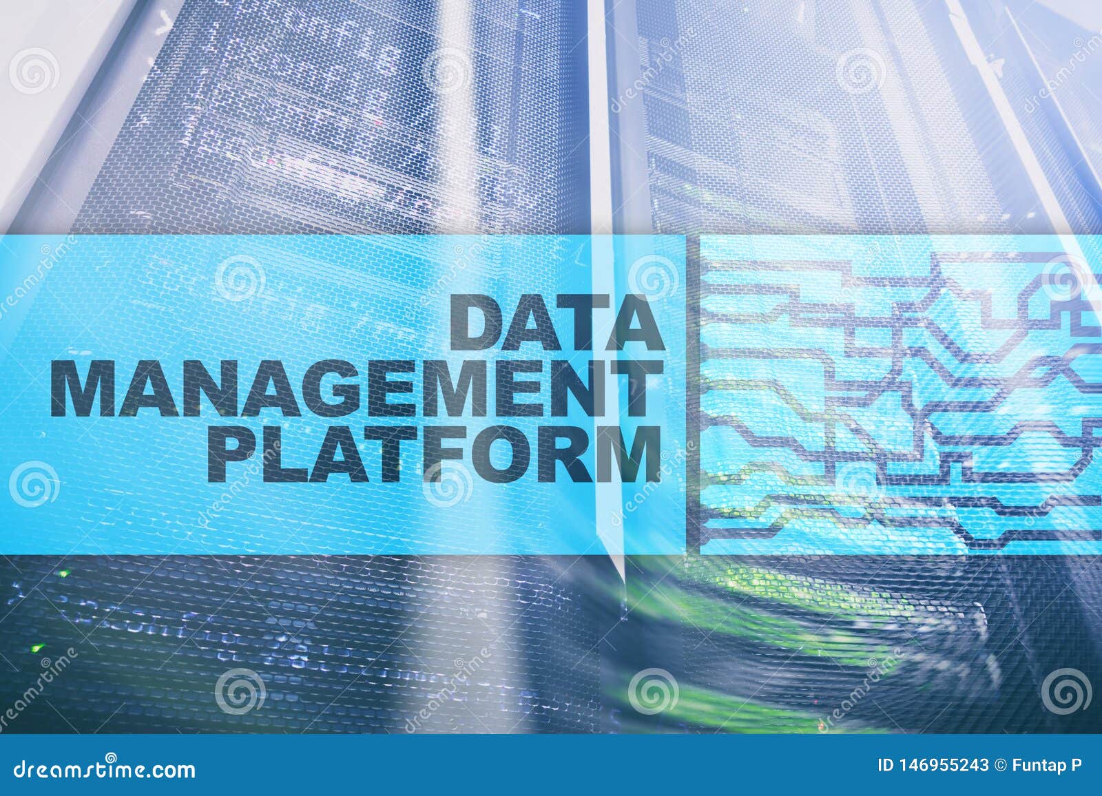 Data Management and Analysis Platform Concept on Server Room Background ...