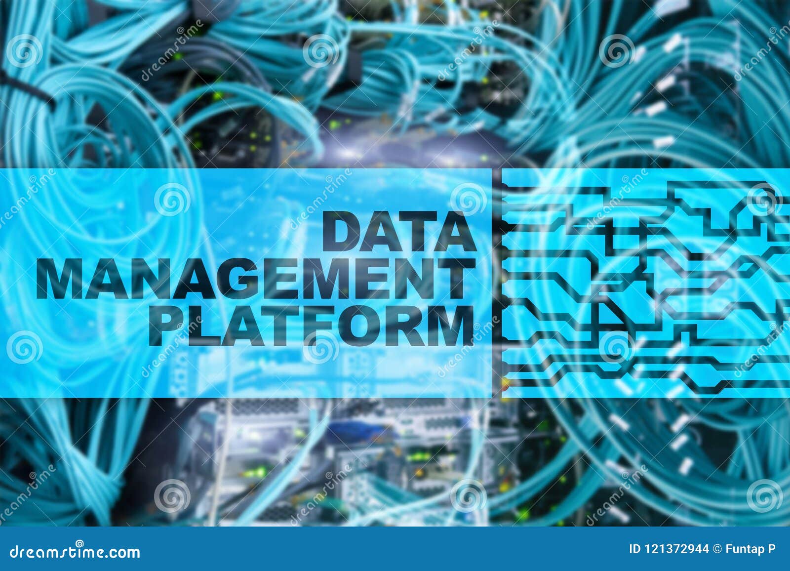 Data Management and Analysis Platform Concept on Server Room Background ...