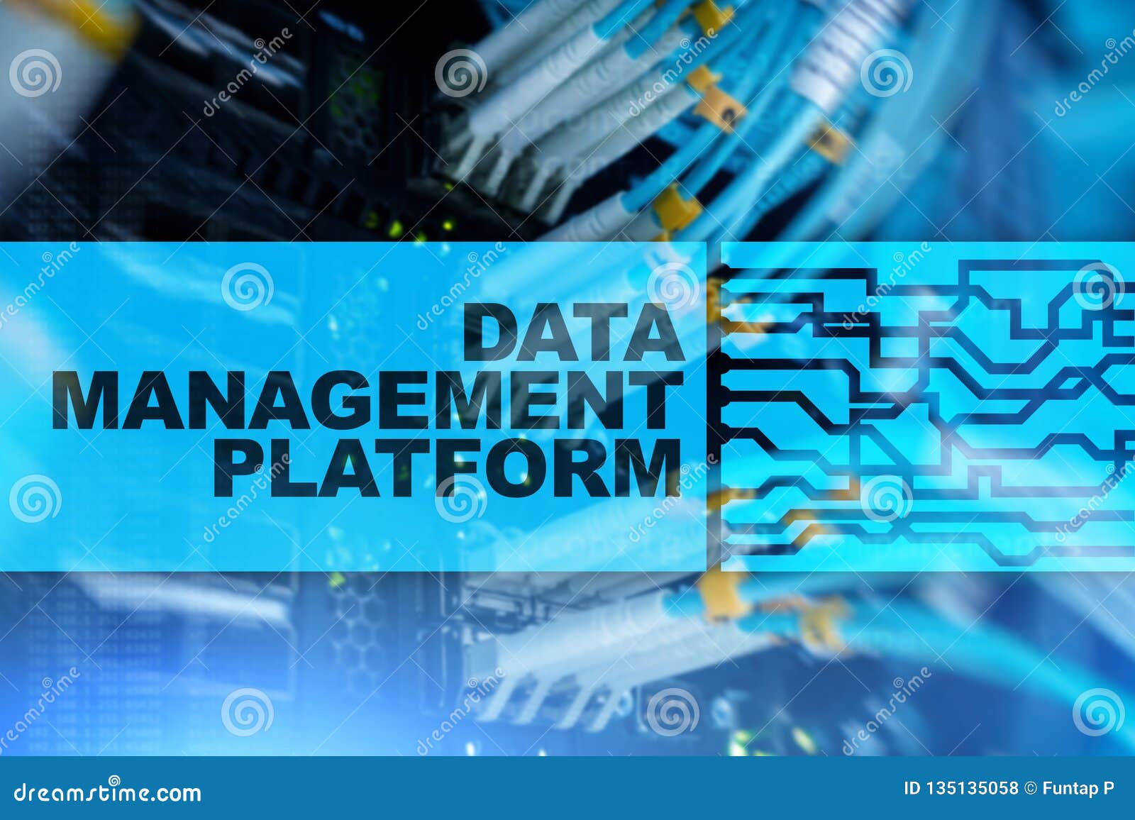 Data Management and Analysis Platform Concept on Server Room Background ...
