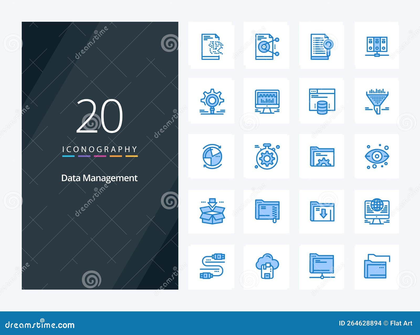 20 Data Management Blue Color Icon for Presentation Stock Vector ...