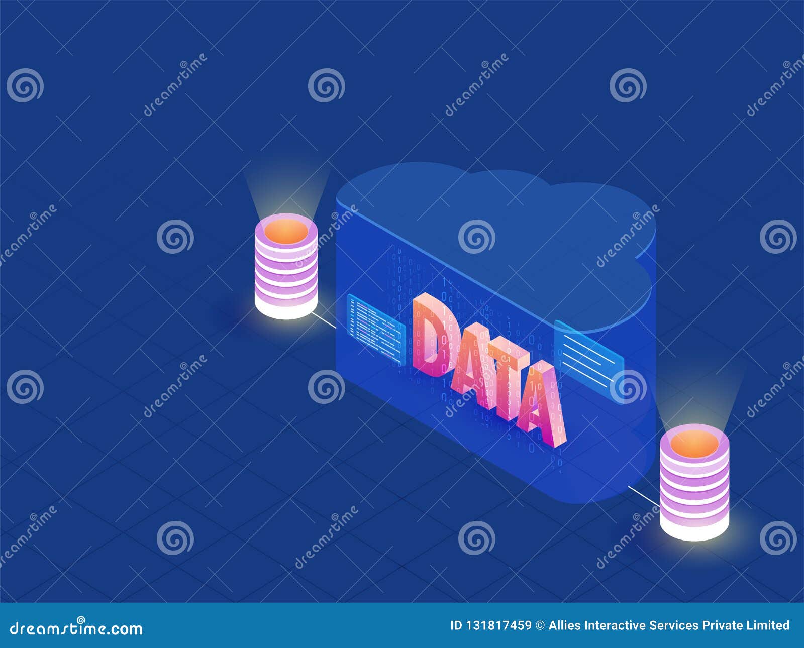 Data Management Concept Based Isometric Design, 3d Text Data Wit Stock Illustration ...