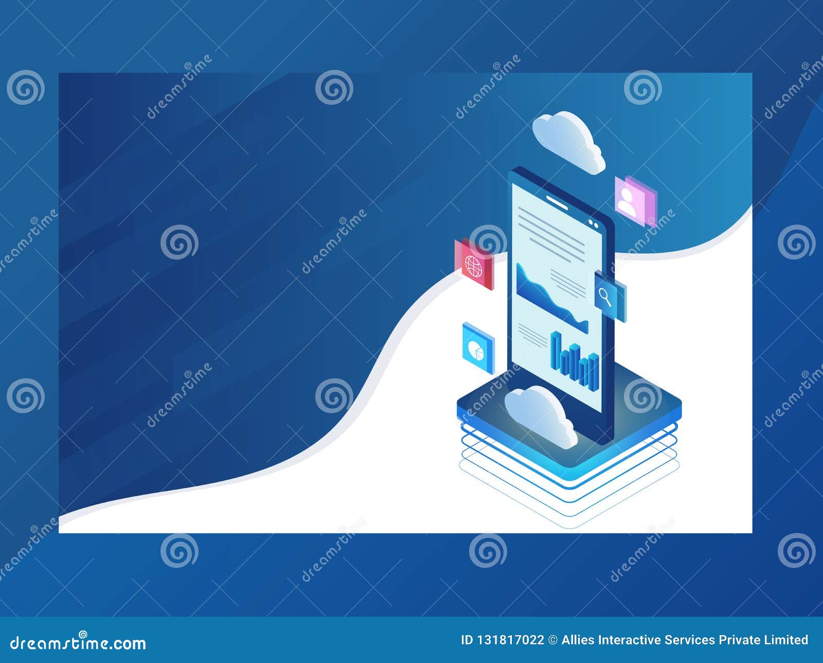 Data Management Concept Based Isometric Design, Smartphone Illus Stock ...