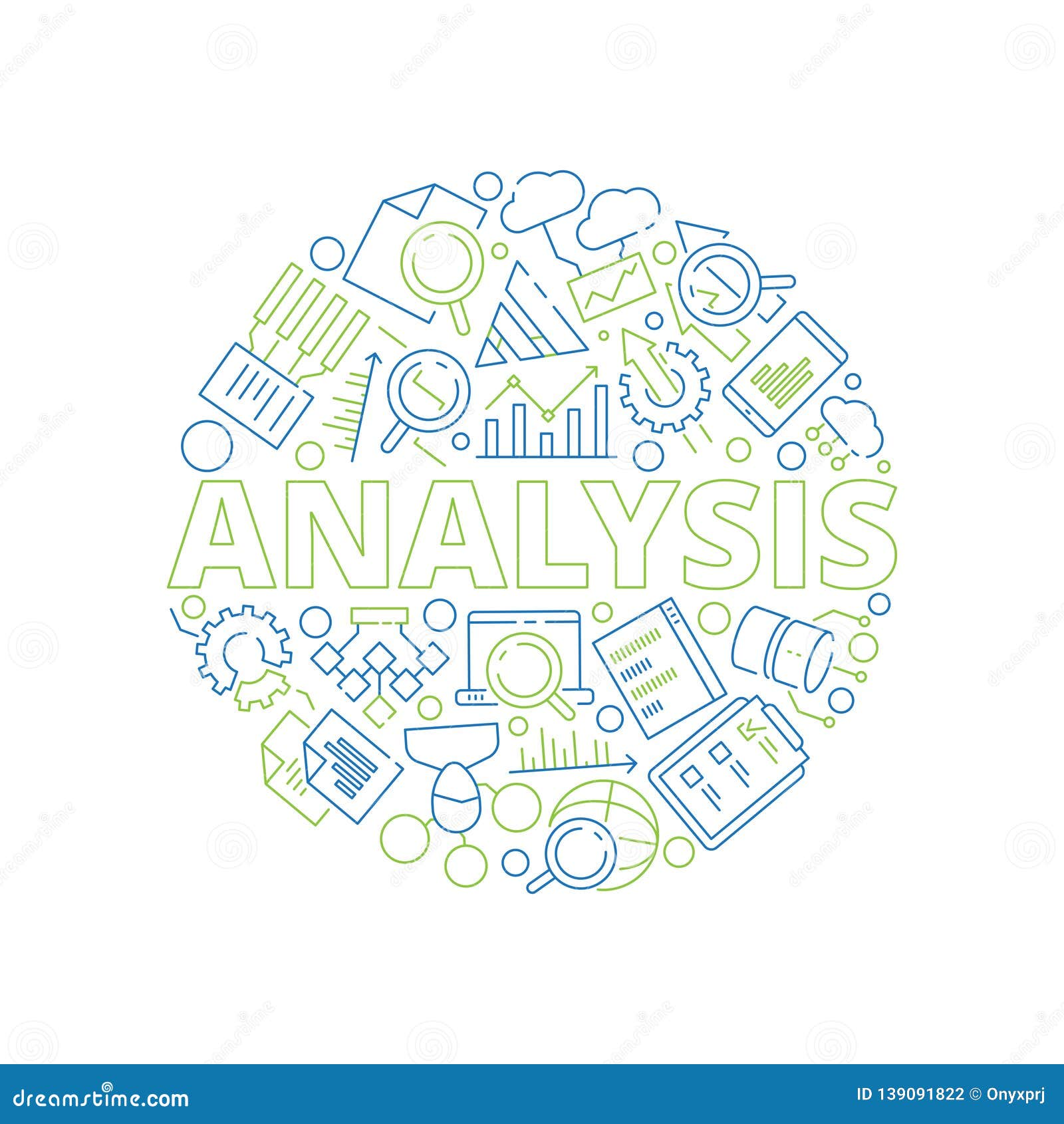 Data Management Concept. Data Analysis Symbols in Circle Shape Business ...