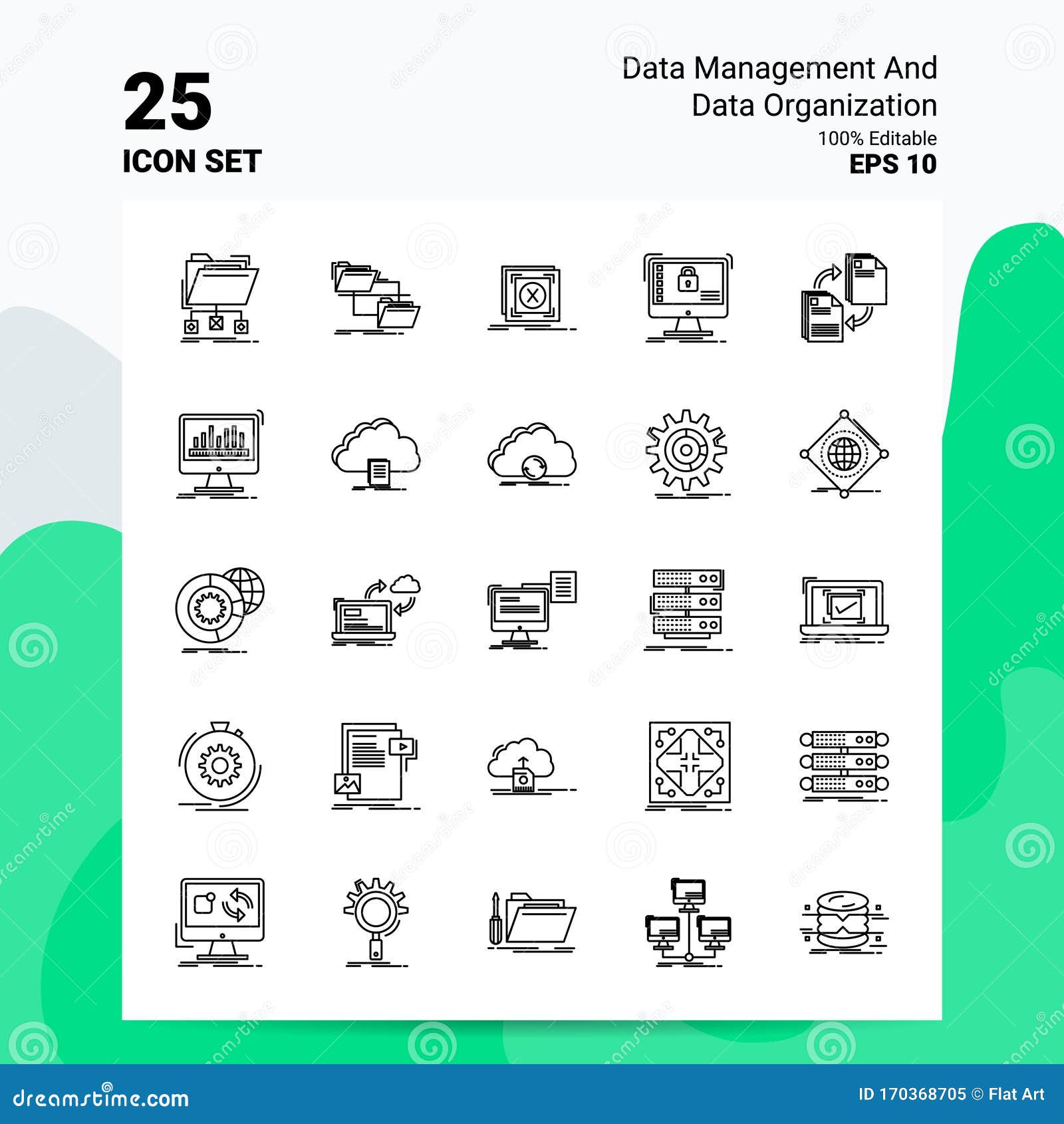 25 Data Management and Data Organization Icon Set. 100 Editable EPS 10 ...