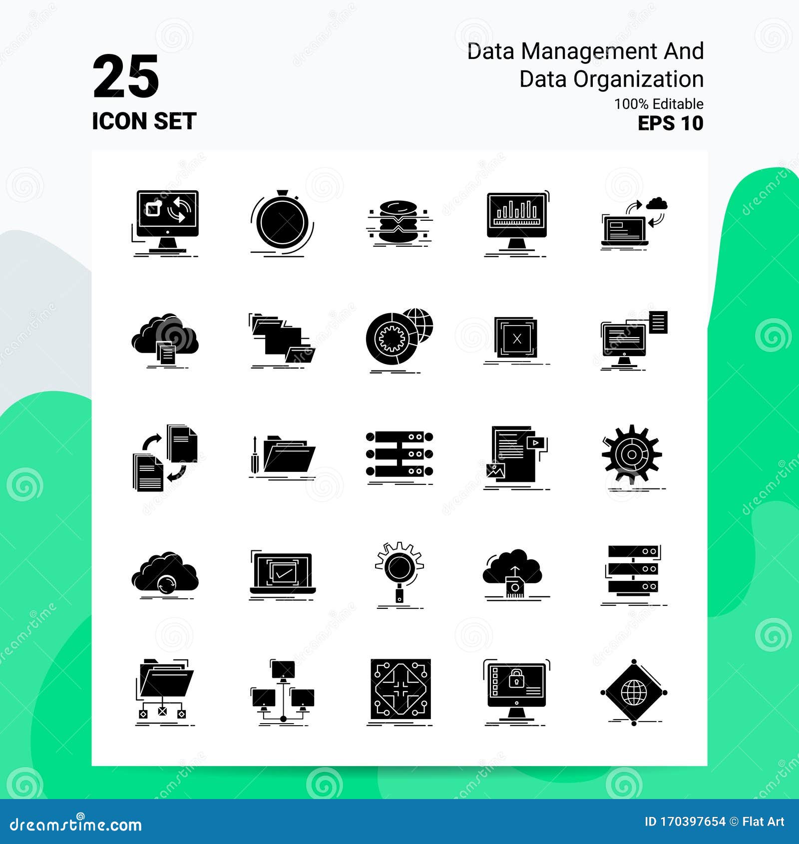 25 Data Management and Data Organization Icon Set. 100 Editable EPS 10 ...