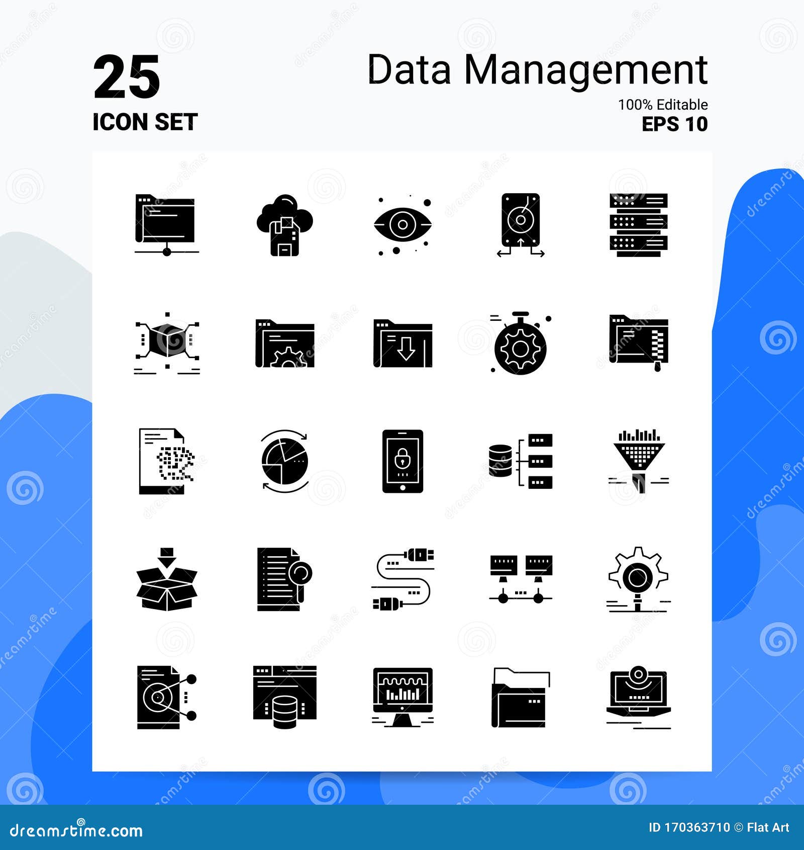 25 Data Management Icon Set. 100 Editable EPS 10 Files Stock Vector ...