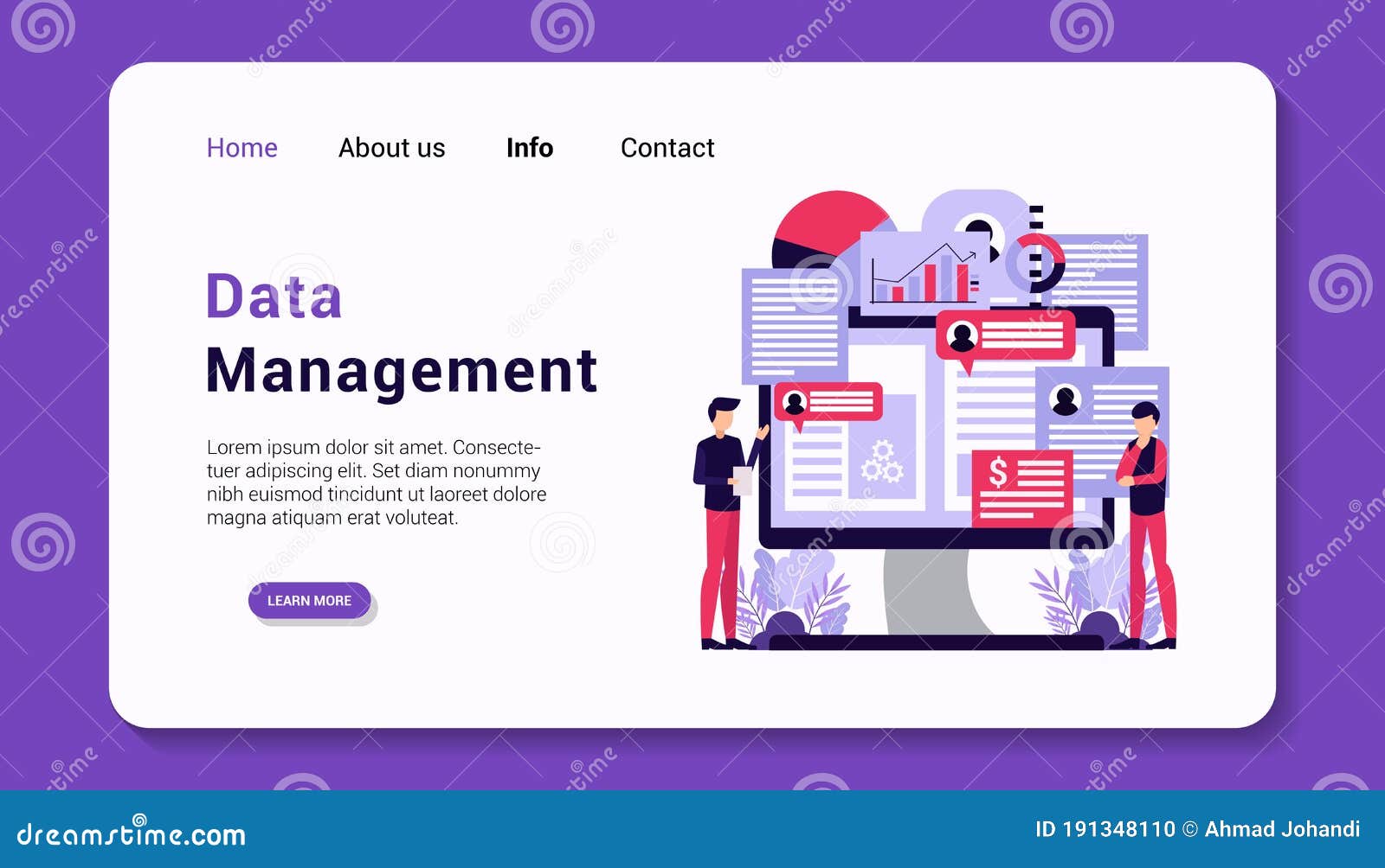Data Management Landing Page Template Graphic Design Illustration Stock ...