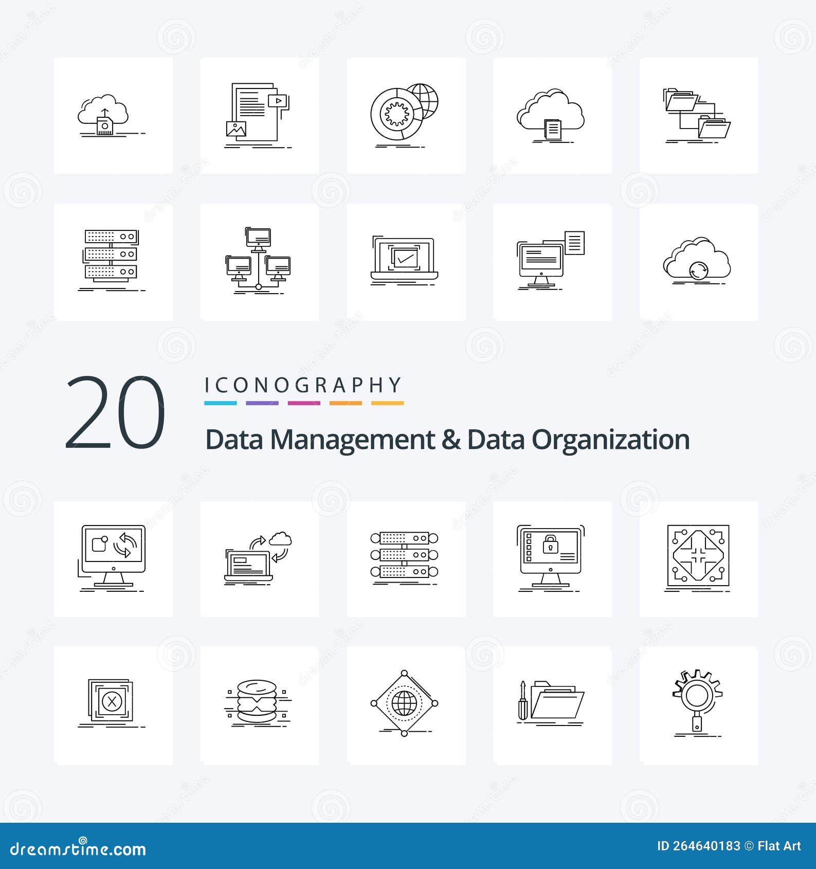 20 Data Management and Data Organization Line Icon Pack. Like Safe ...