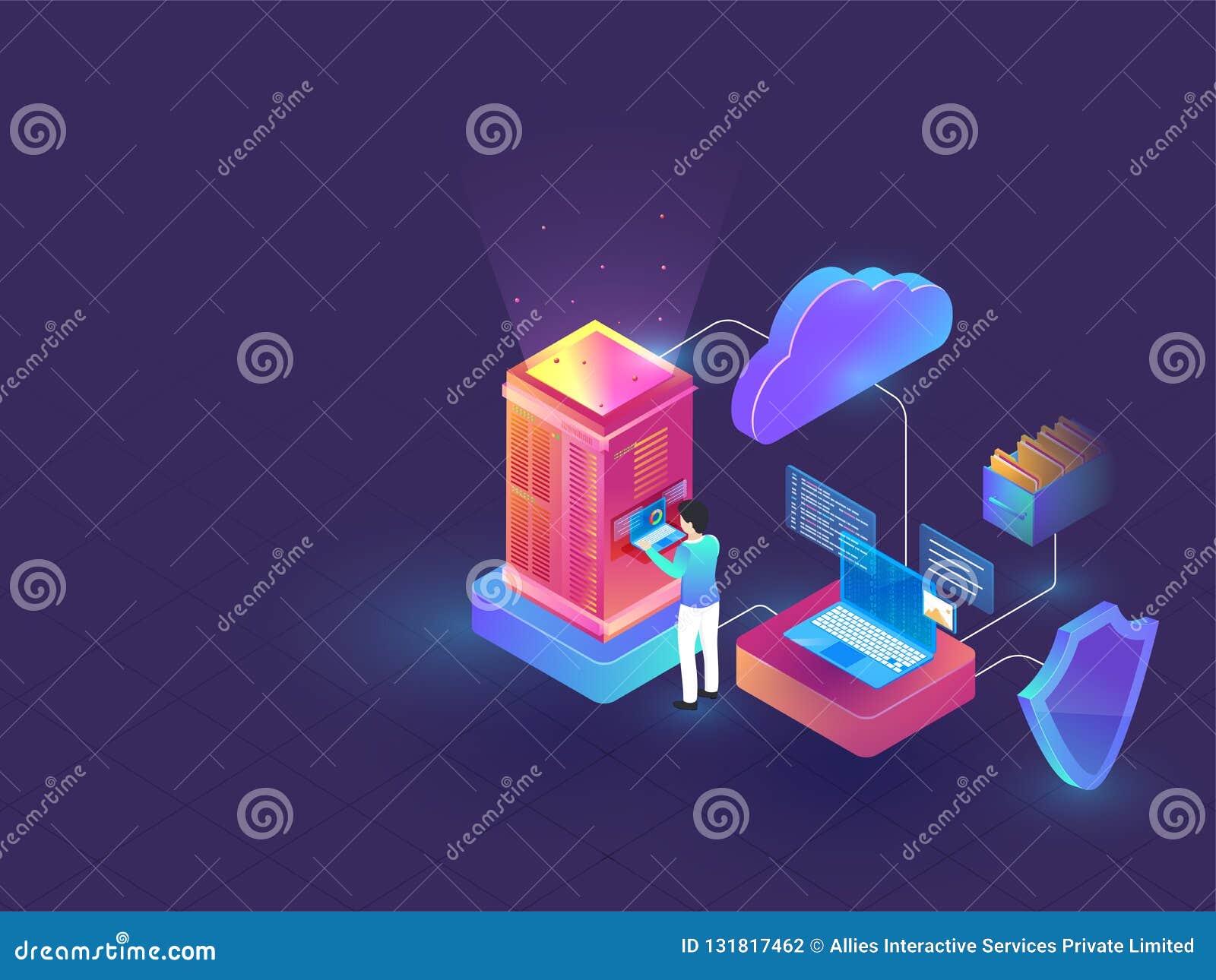 Data Management or Security Concept Based Isometric Design with Stock ...
