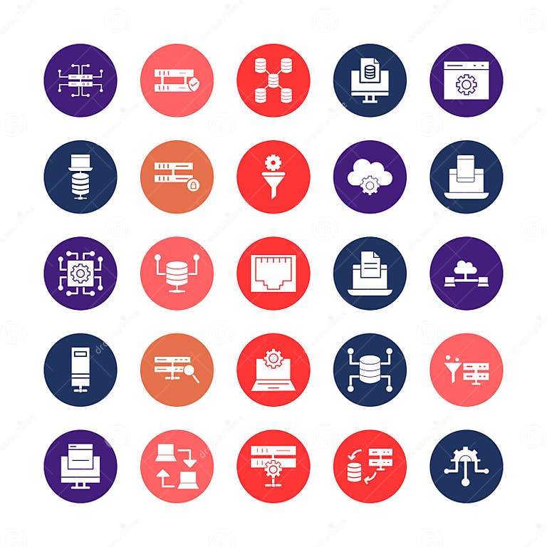 Data Management and Server Icons Pack Consist with Data Management, Database Architecture ...